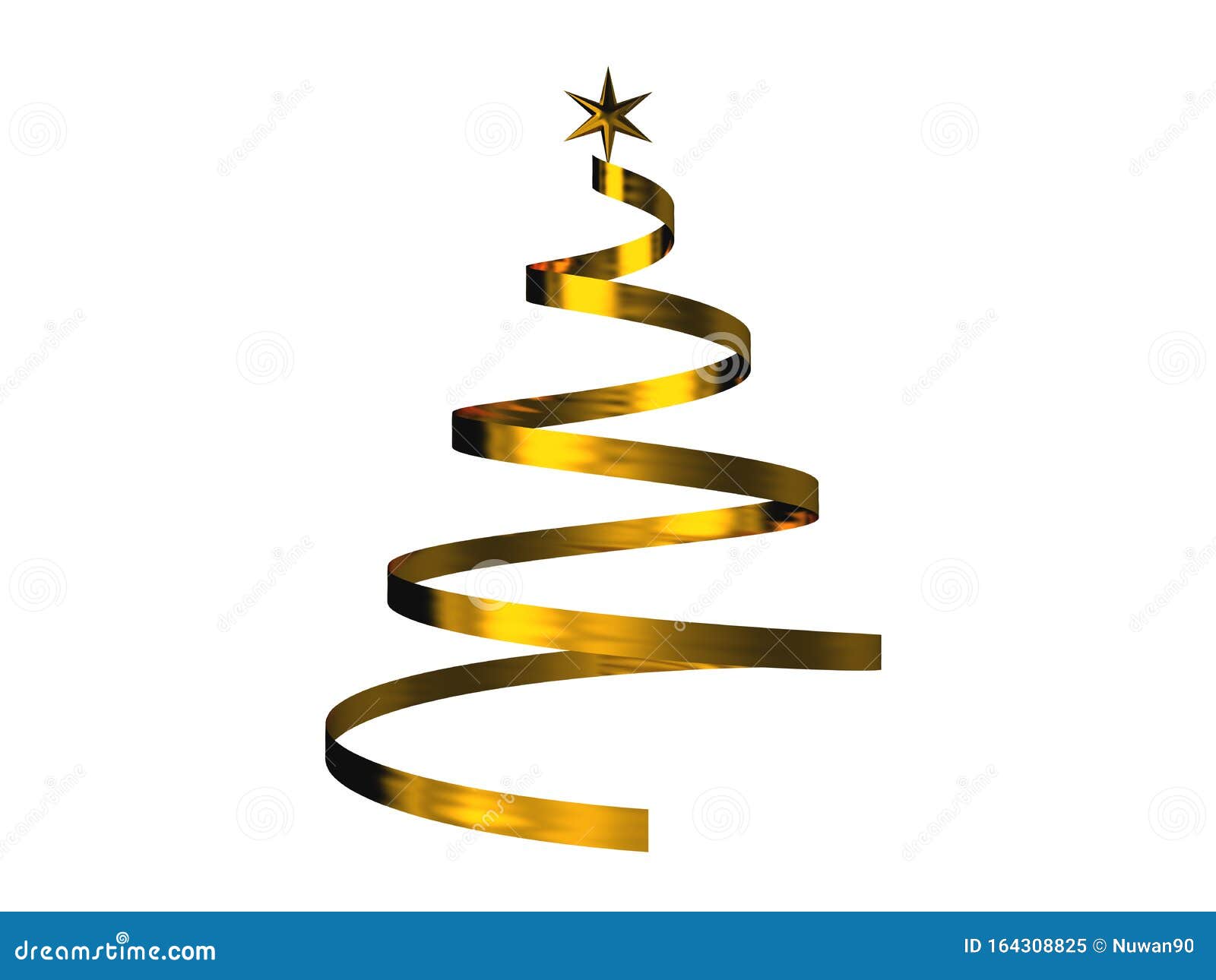 Gold Christmas Tree Ribbon on White Background Stock Illustration ...