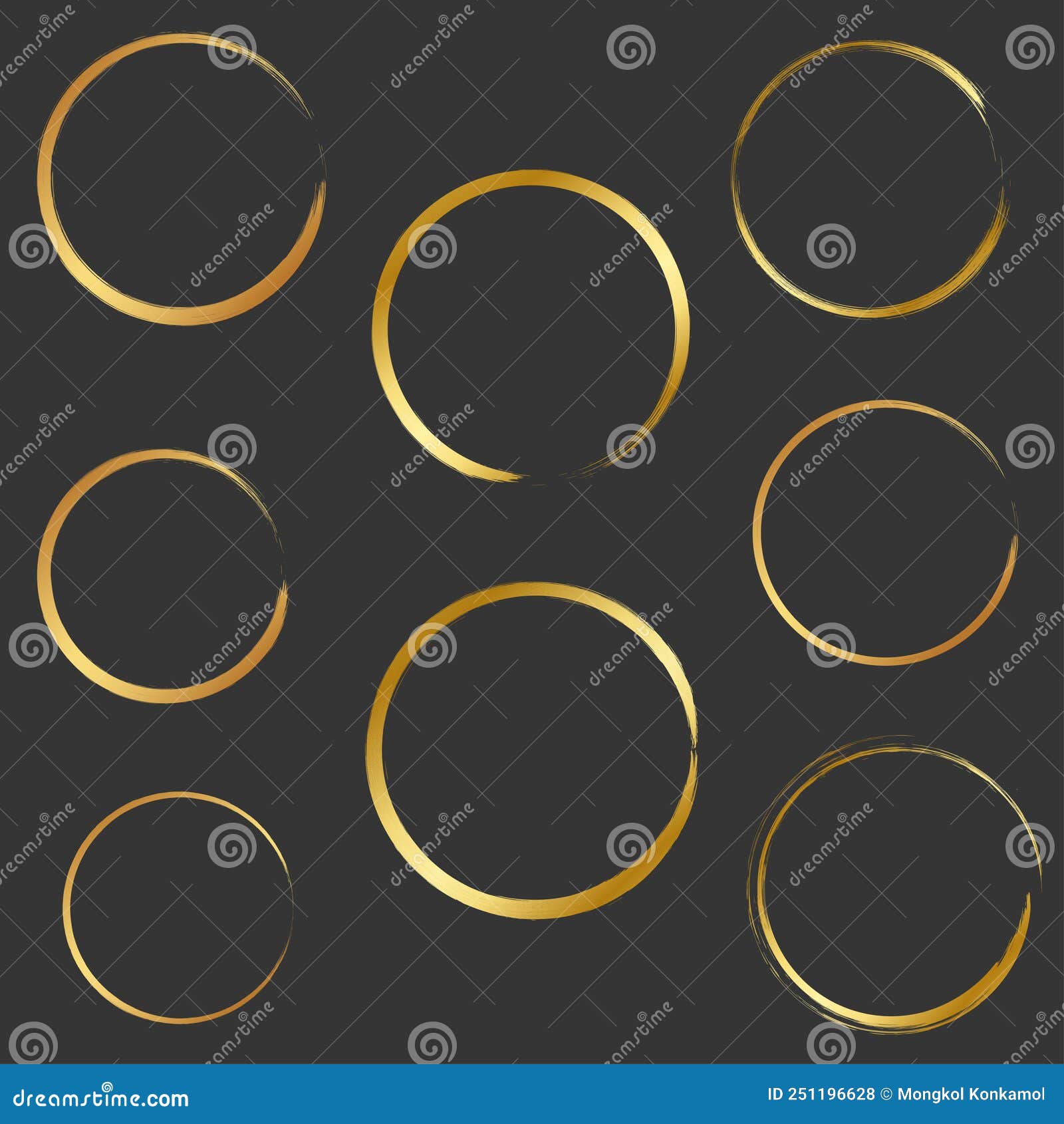 Gold Circle Frame Gradient with Brush Stroke Style Stock Vector ...