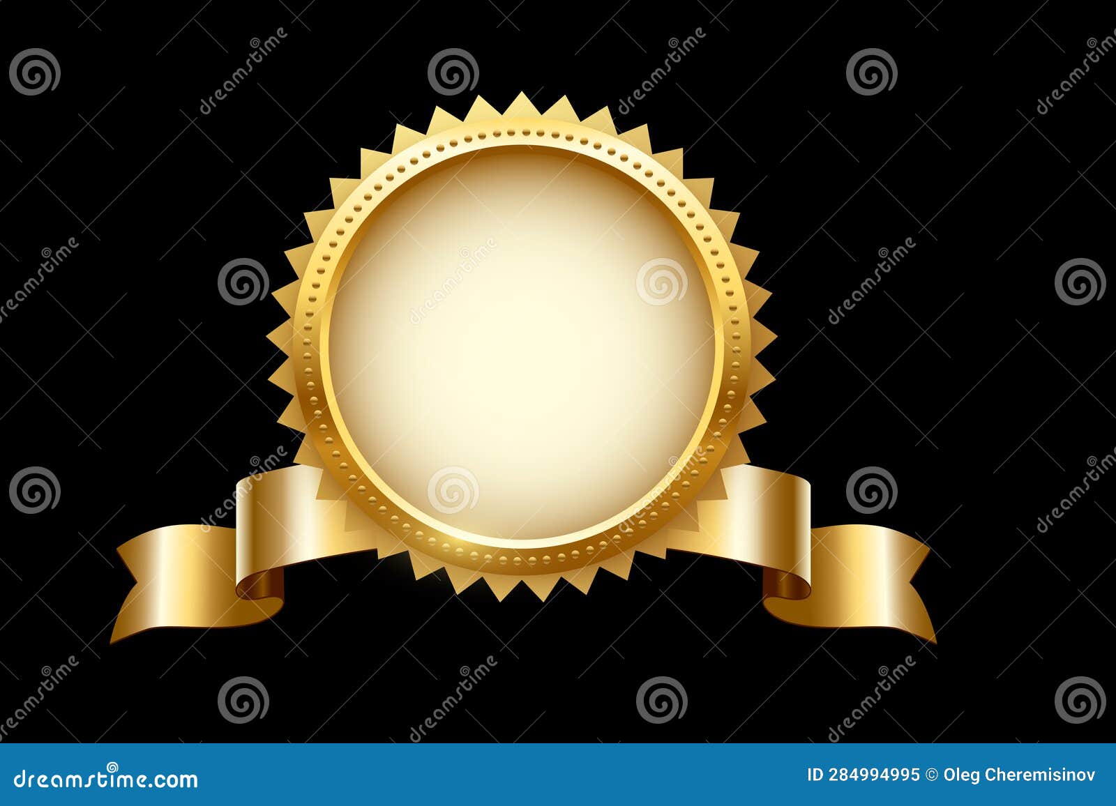 Gold Circle Frame and Ribbon with Shine and Sparkle Light Effect Vector ...