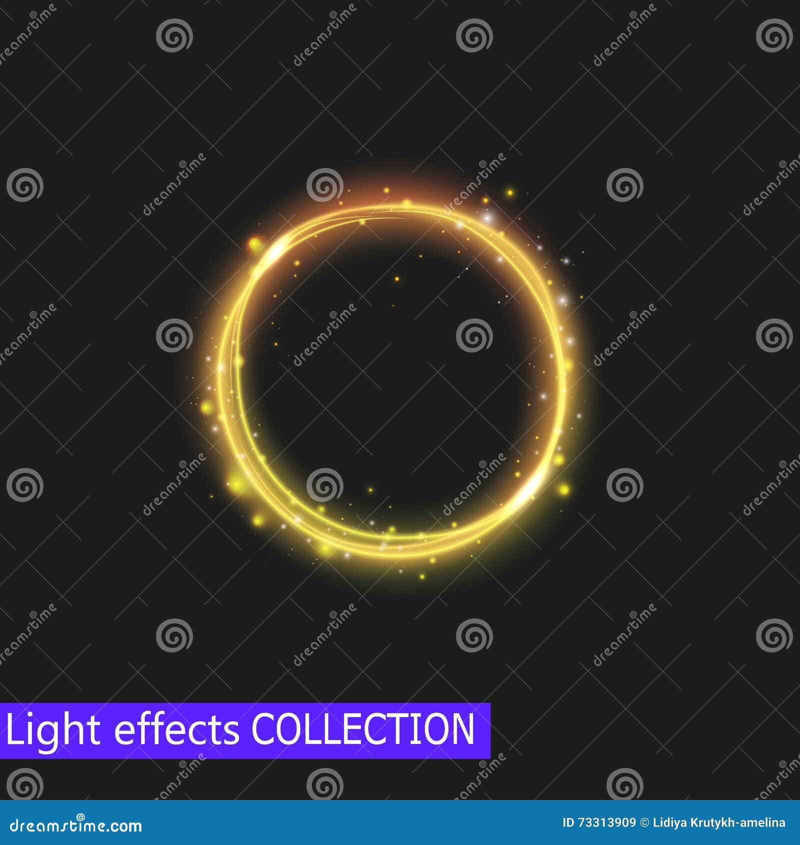 Gold Circle Light Effect, Golden Bright Light Effect Stock Vector ...
