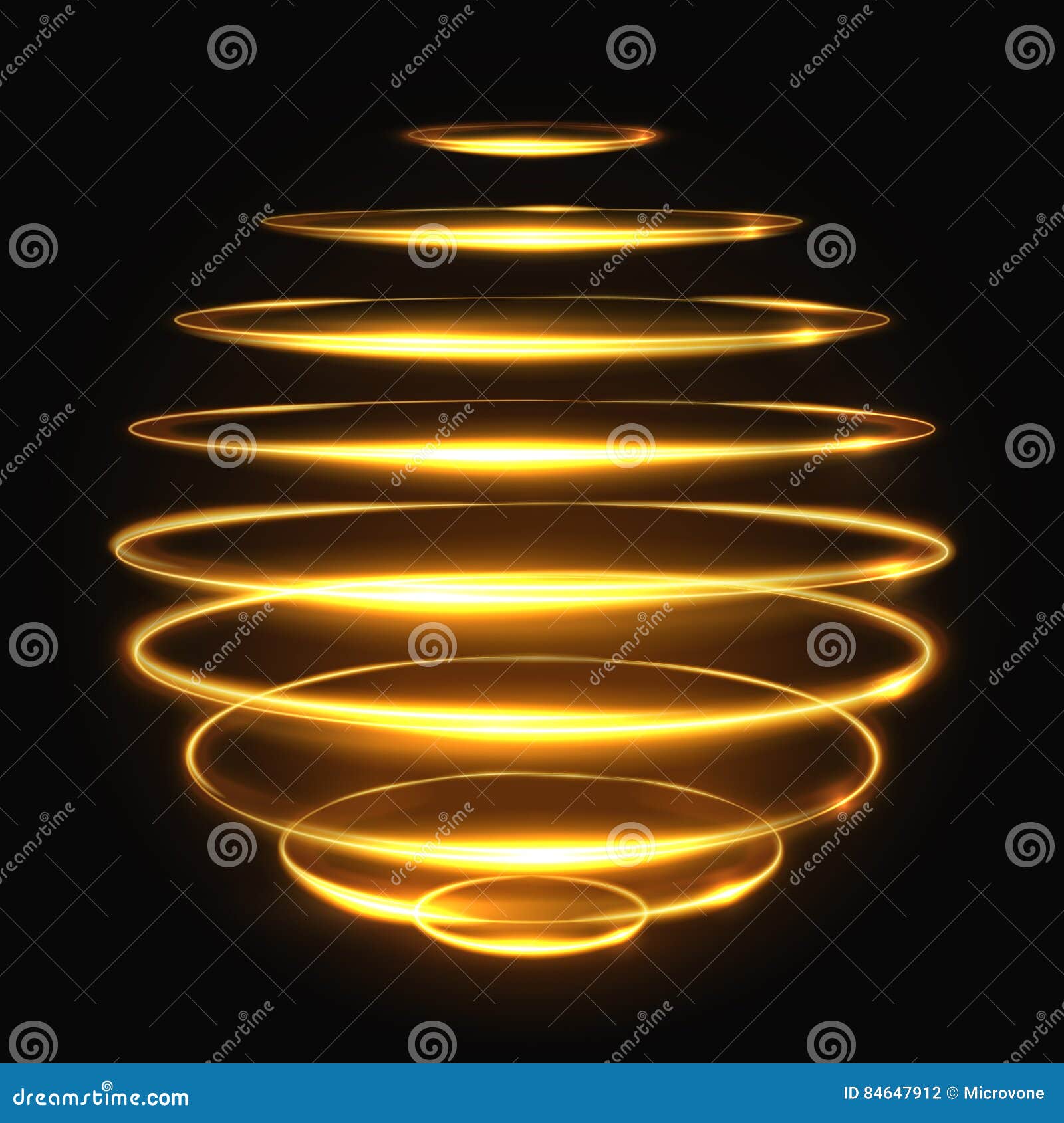 Gold Circle Light Tracing Effect, Glowing Magic 3d Sphere Vector ...