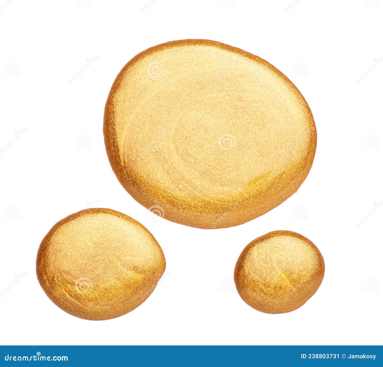 Gold Circle of Paint Brush Stroke Isolated on White Background Close Up ...