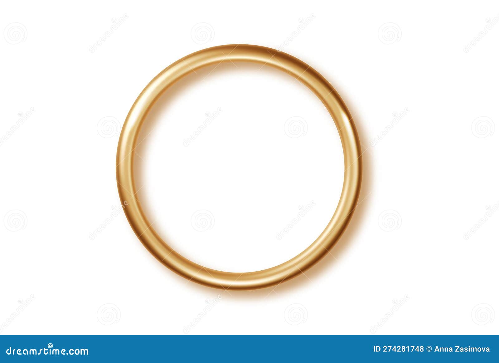 Gold Circle with Shadows on Transparent Background. Golden Metal Ring ...