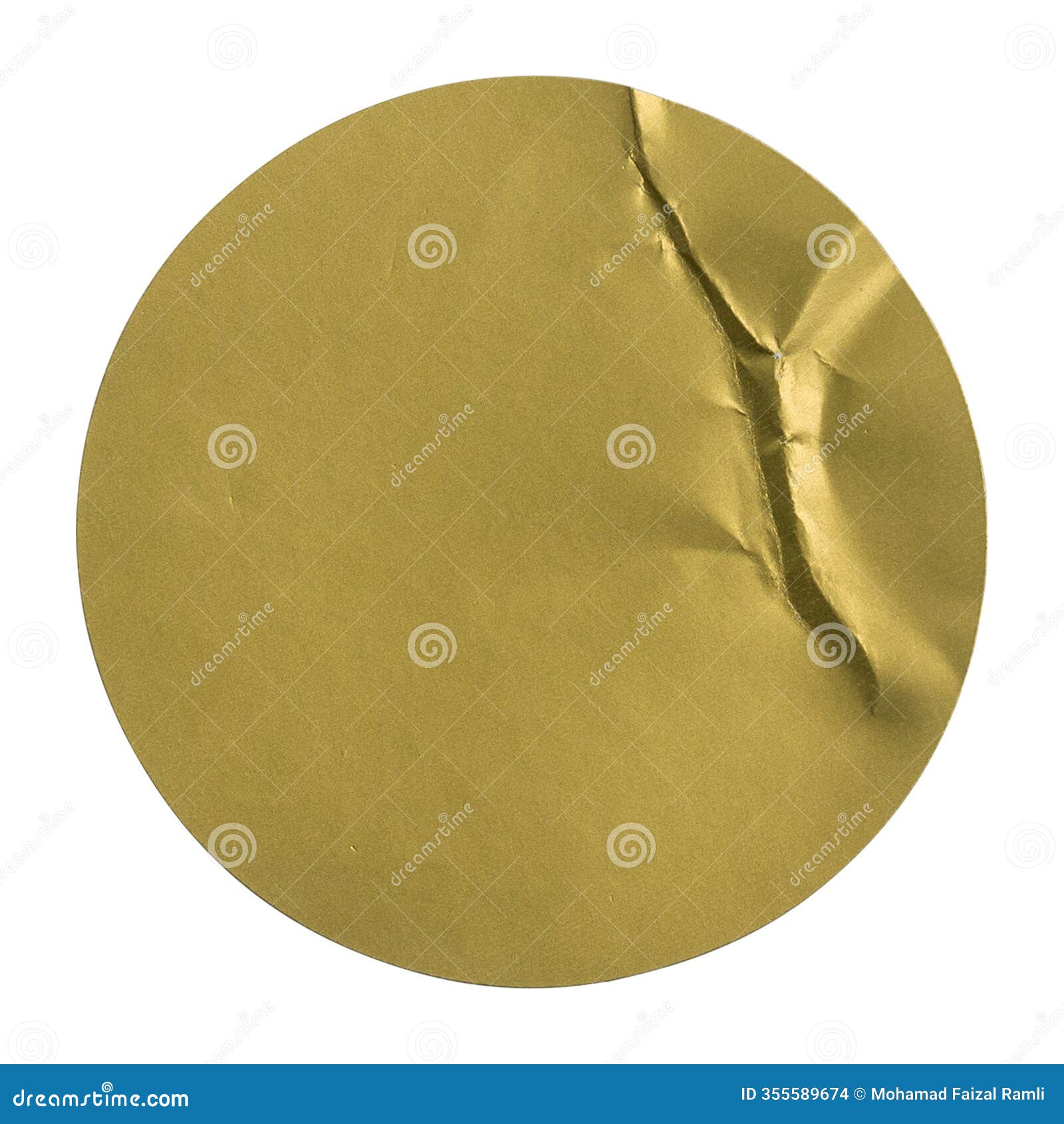 Gold Circle Sticker with Wrinkled Textures Isolated on White Background ...