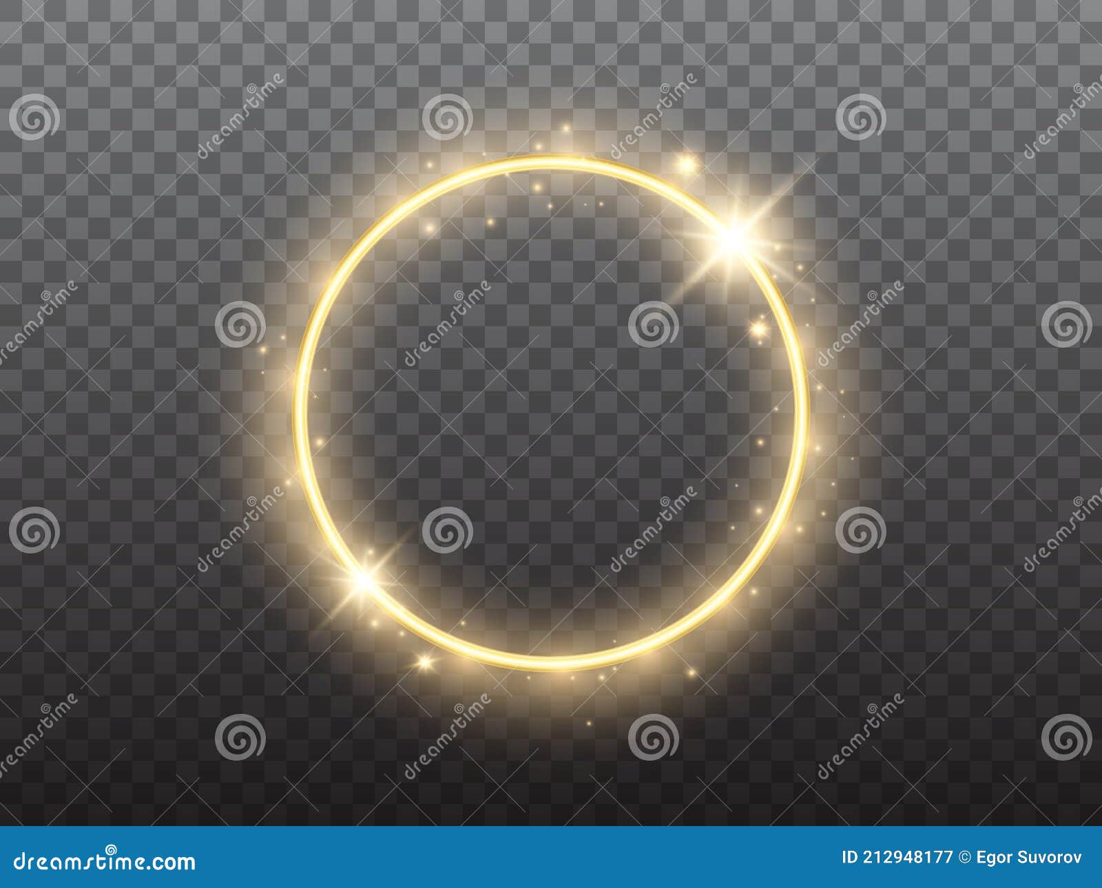 Gold Circle on Transparent Backdrop. Glowing Ring with Yellow Backlight ...