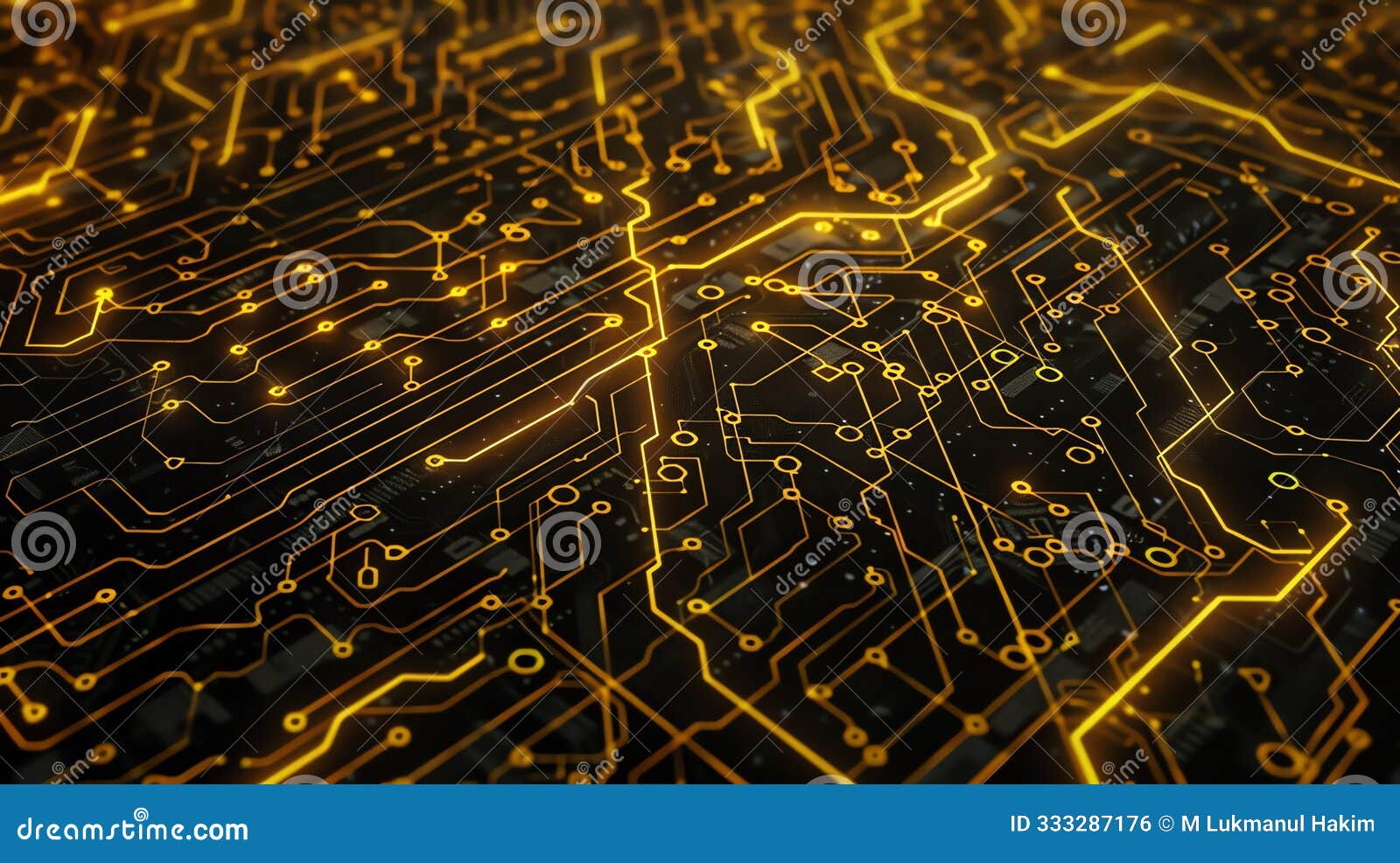 Gold Circuit Board with Intricate Cables, a Digital Pattern of ...