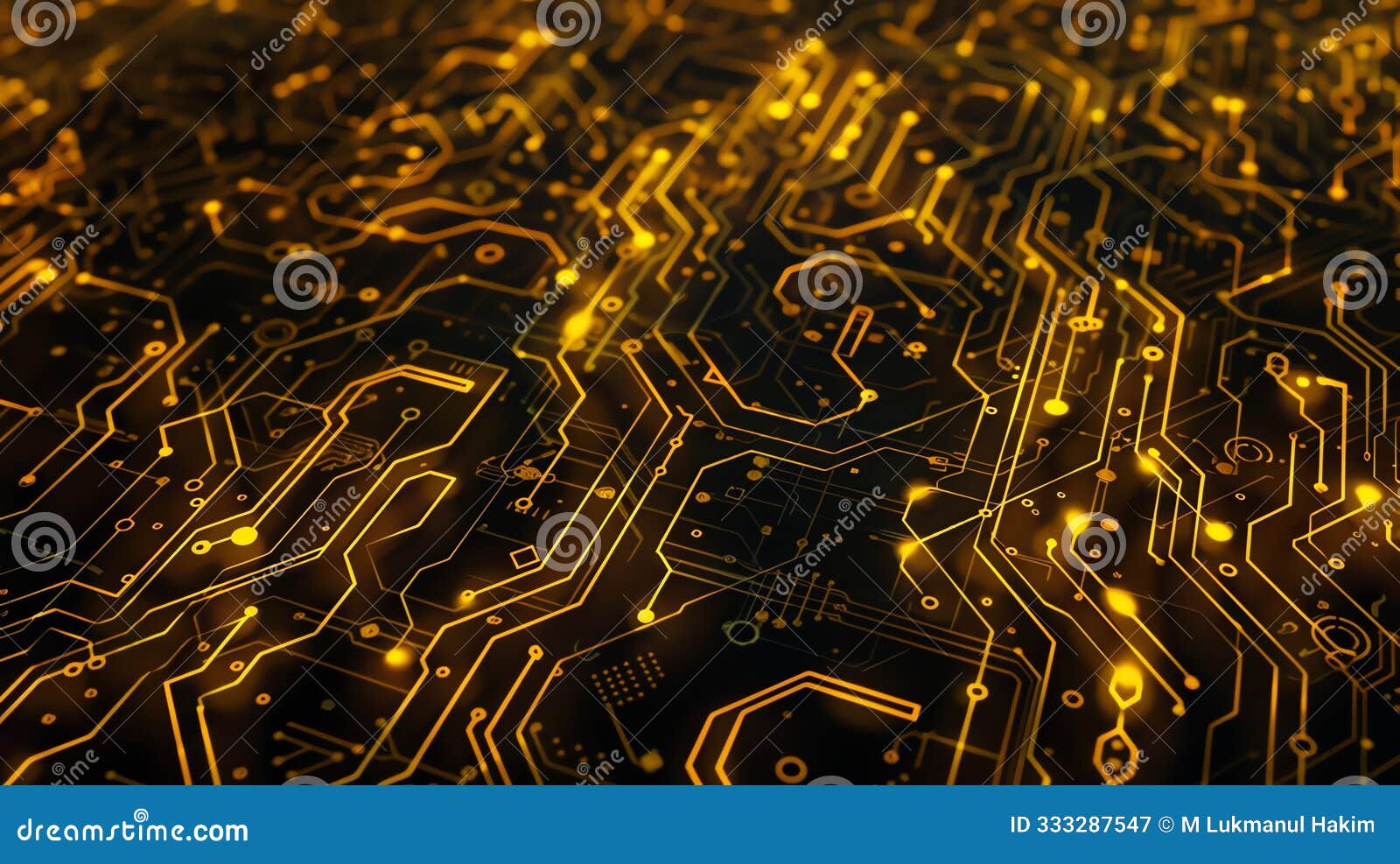 Gold Circuit Board with Intricate Cables, a Digital Pattern of ...