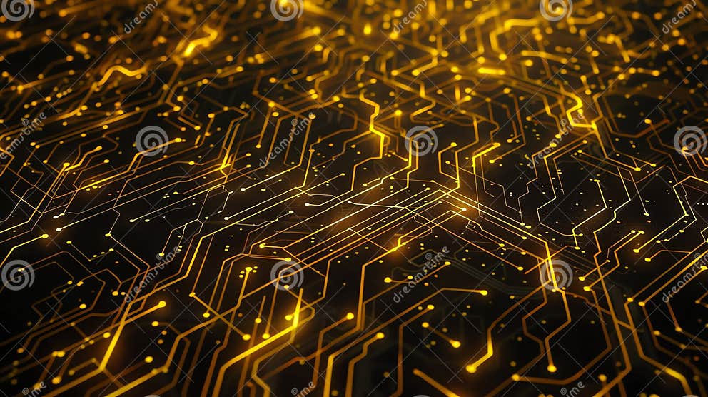 Gold Circuit Board with Intricate Cables, a Digital Pattern of ...