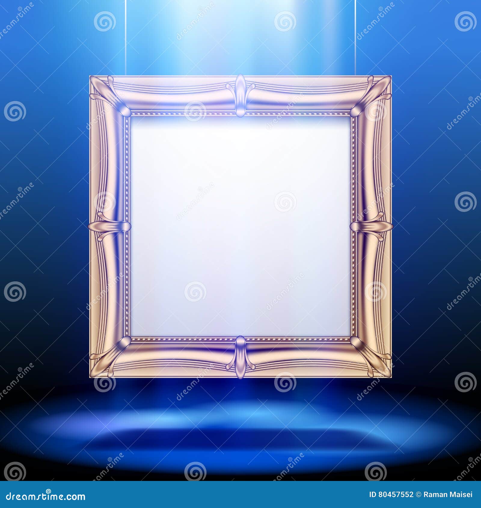 Gold Classic Square Frame in Blue Light Stock Vector - Illustration of ...