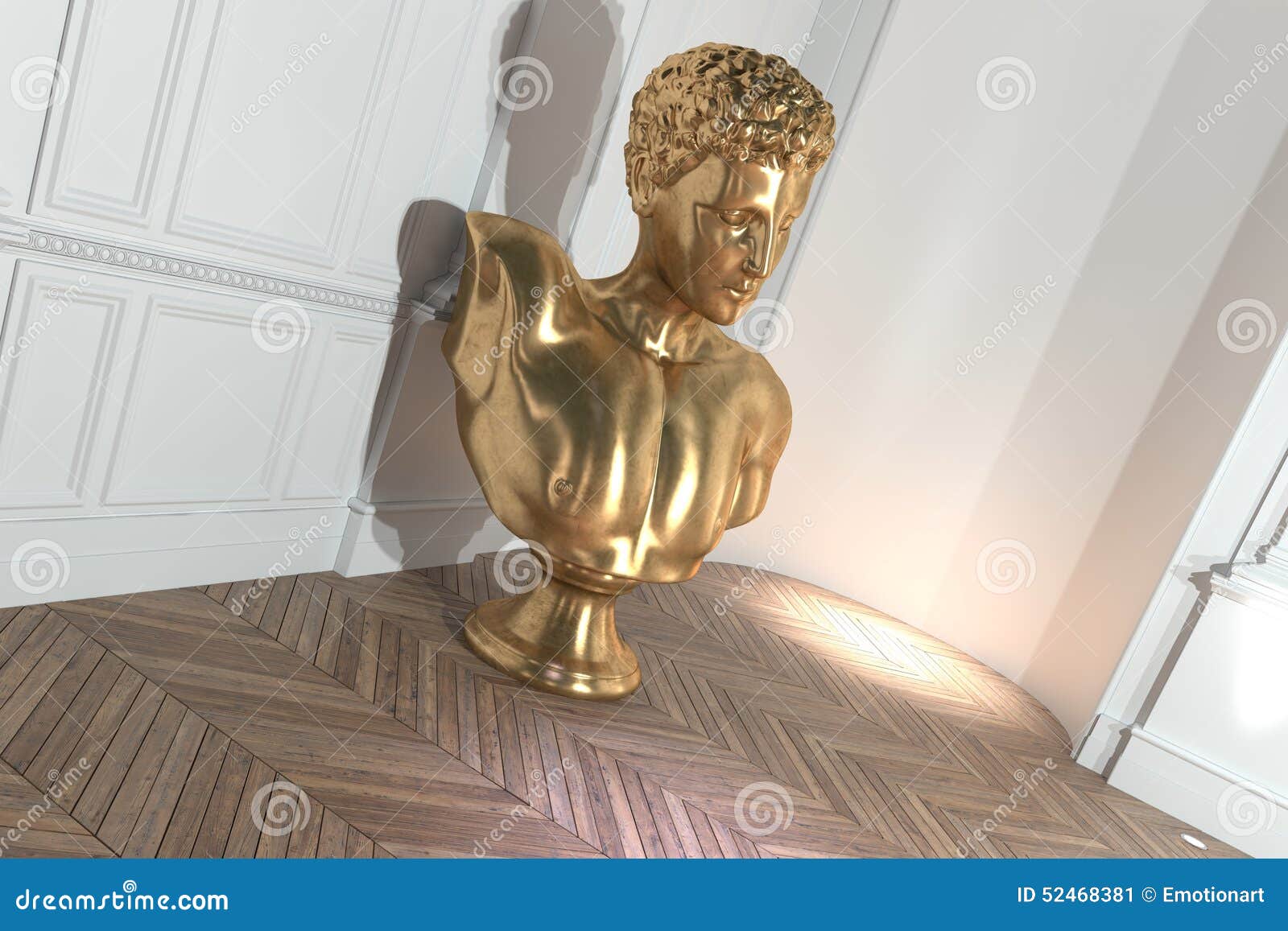 Gold Classical Bust in a Luxury House Interior Stock Illustration ...