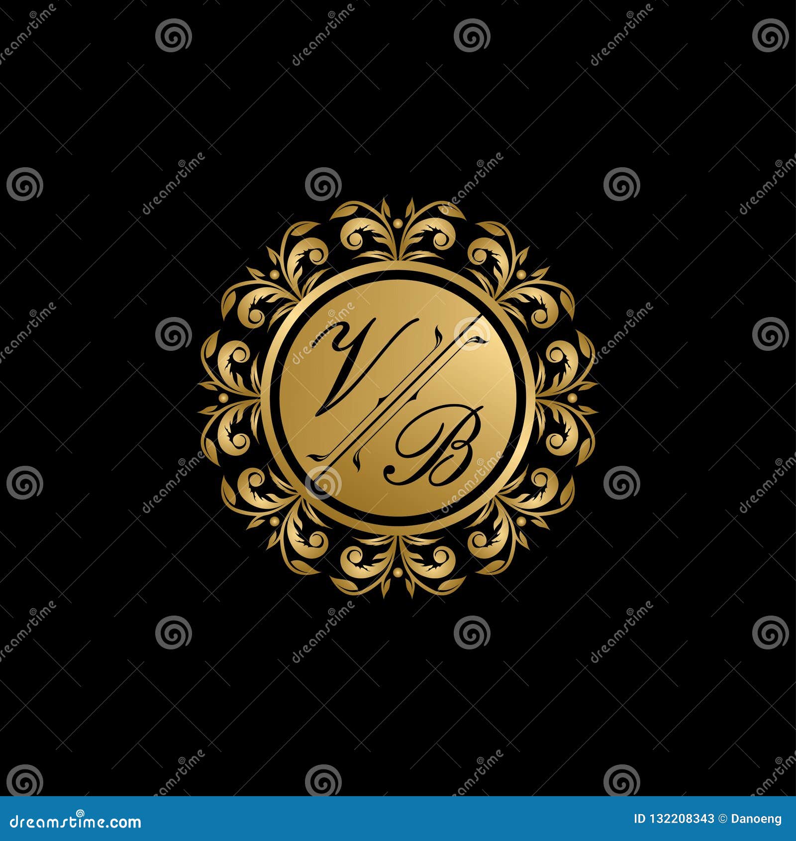 Gold Classy Wedding Sign VB Letter Logo Stock Illustration ...