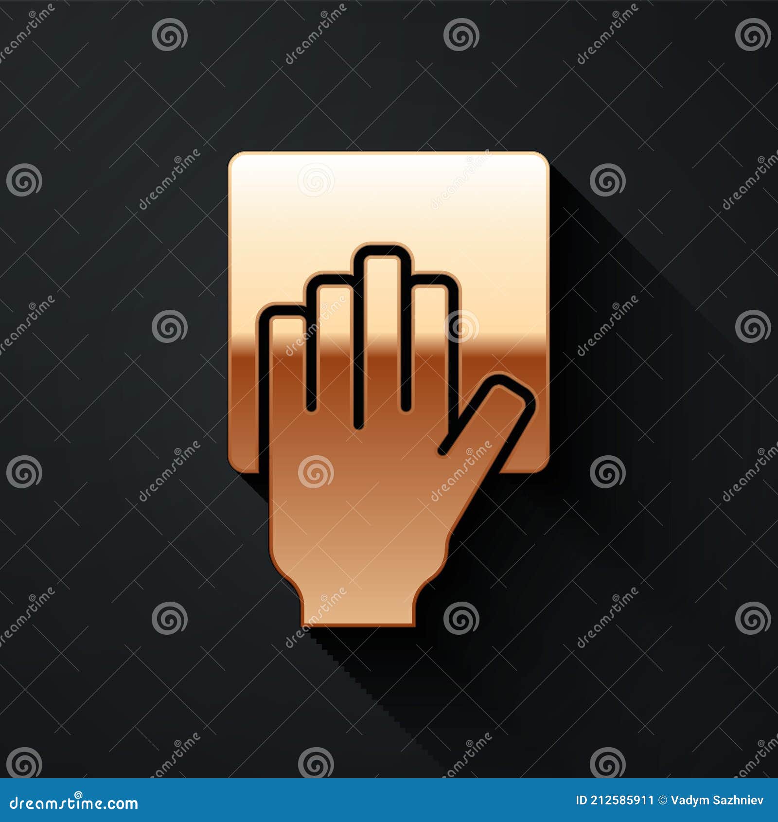 Gold Cleaning Service Icon Isolated on Black Background. Long Shadow ...