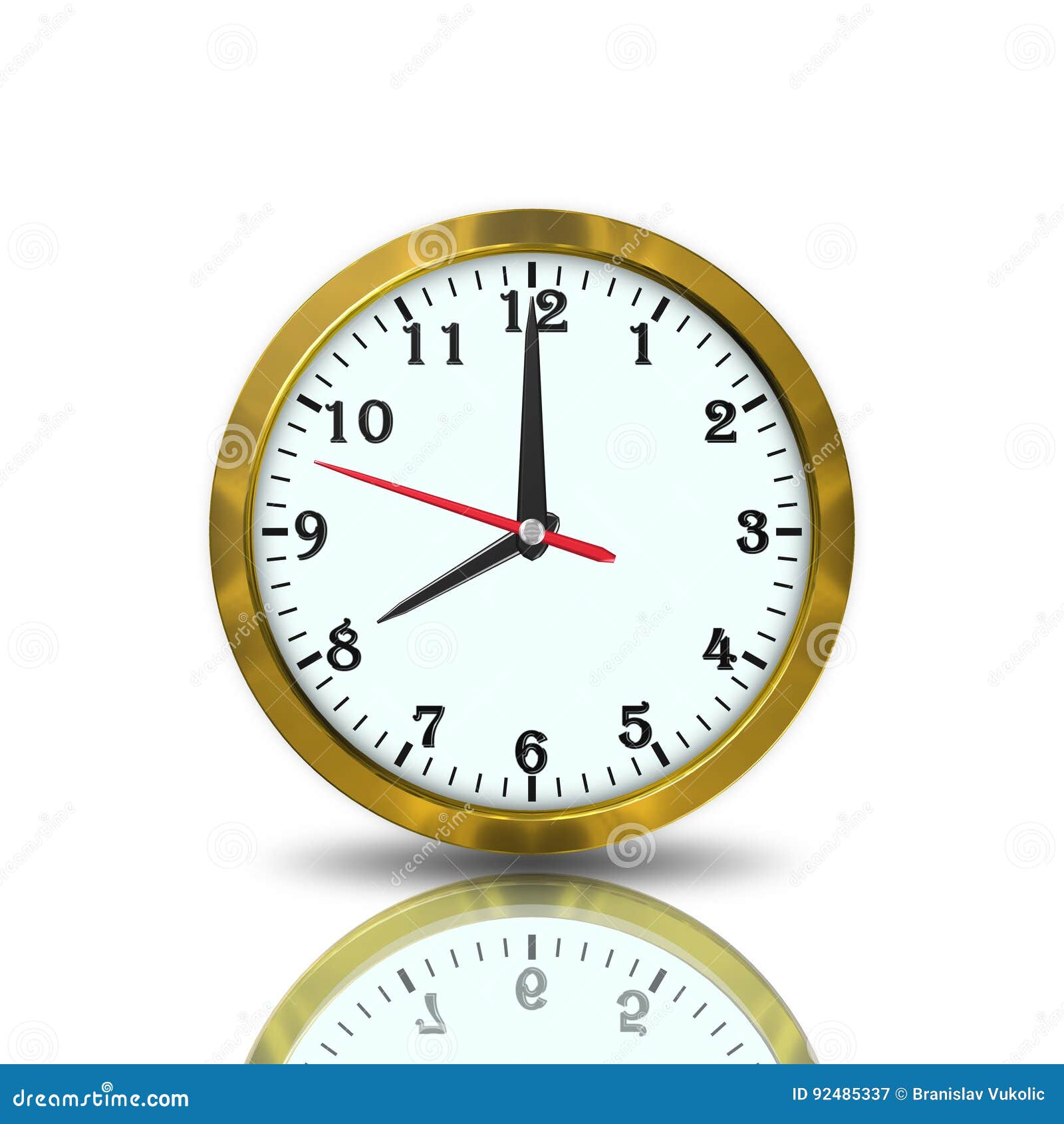 Gold clock,3D illustration stock illustration. Illustration of ...