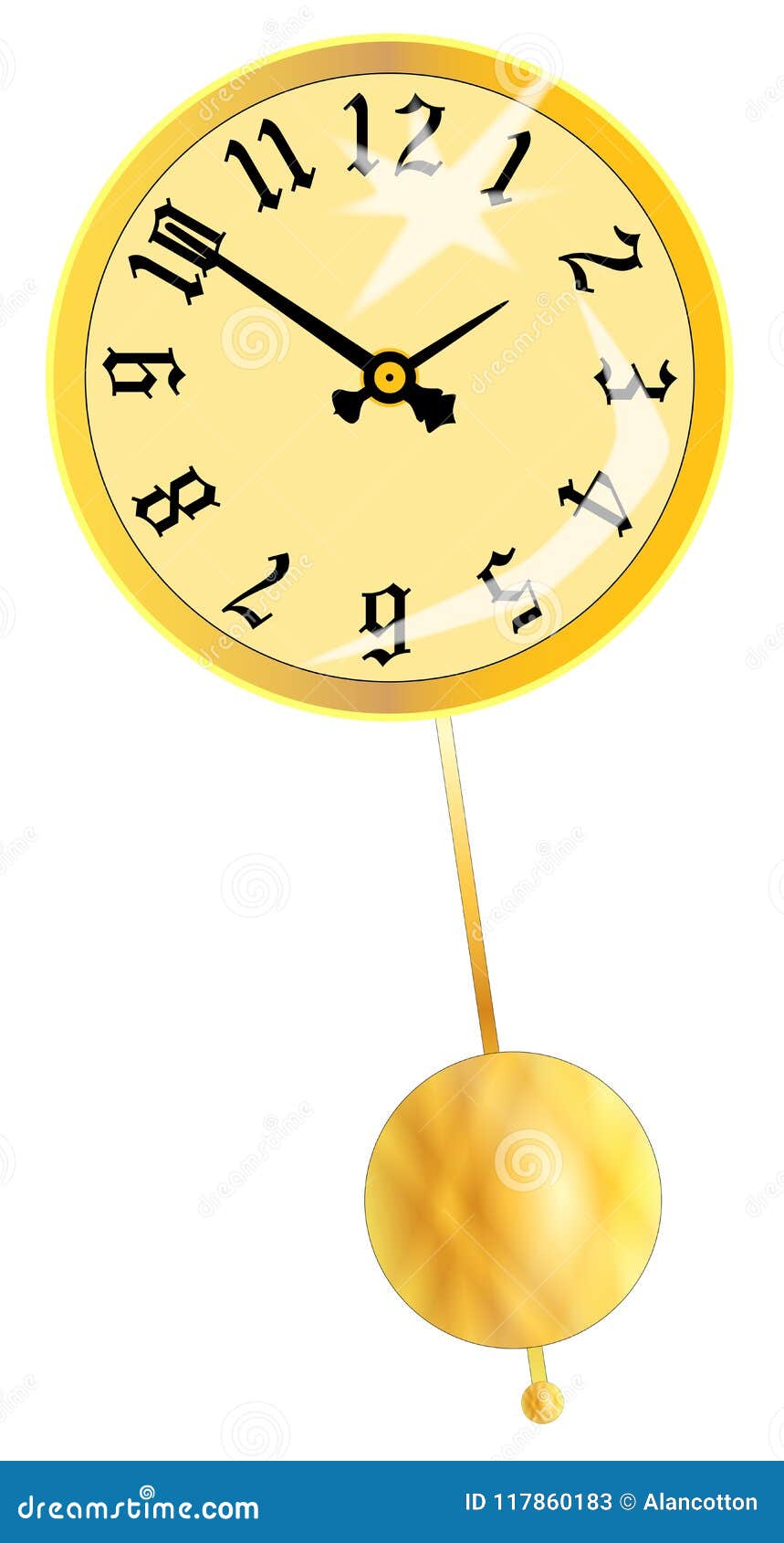Swinging Pendulum Clock Isolated On Transparent Background. Stock Photo ...