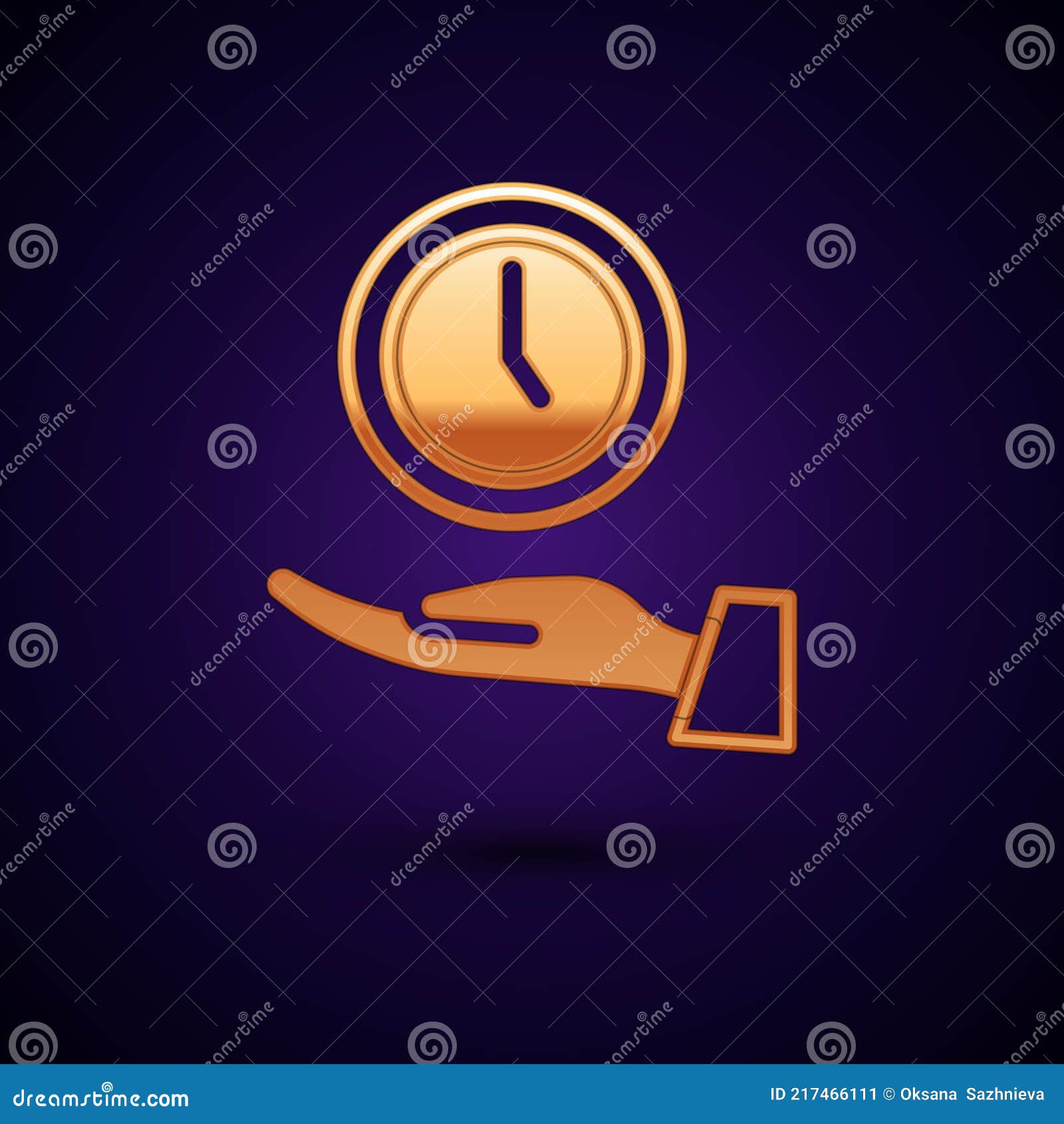 Gold Clock Icon Isolated on Black Background. Time Symbol Stock Vector ...