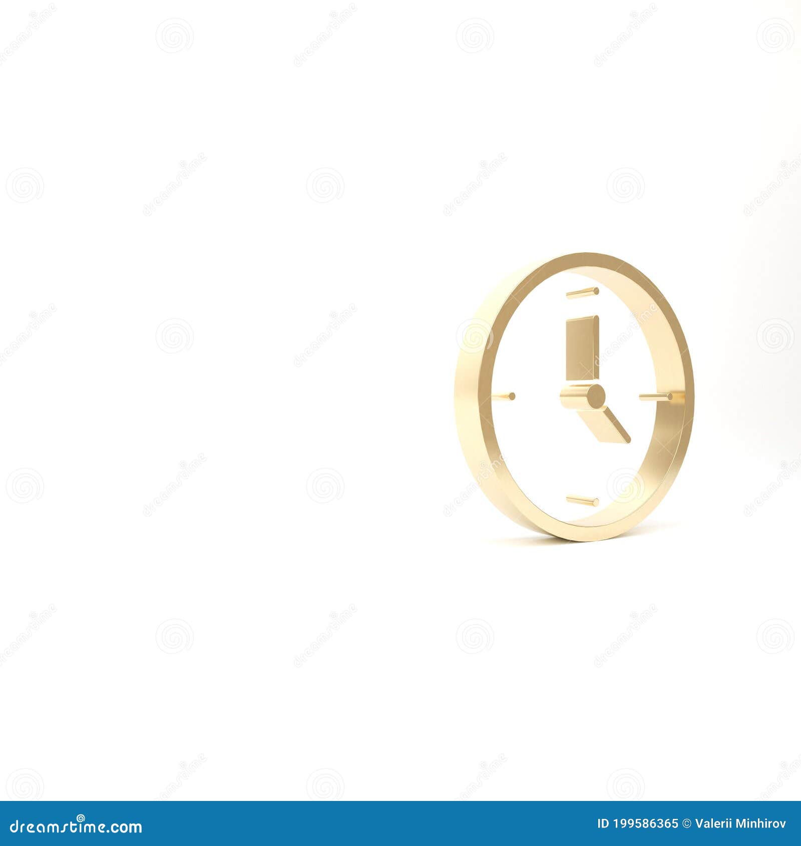 Gold Clock Icon Isolated on White Background. Time Symbol Stock ...