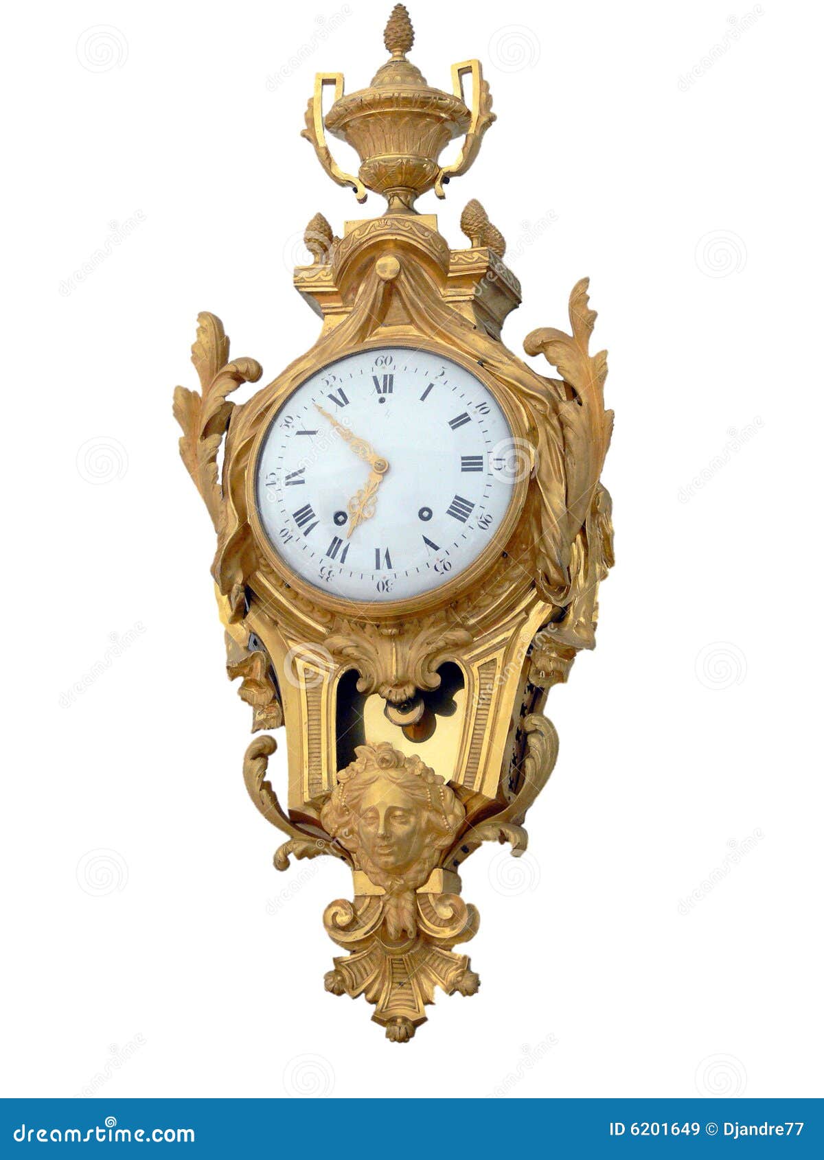 Gold clock isolated stock image. Image of isolated, ornate - 6201649