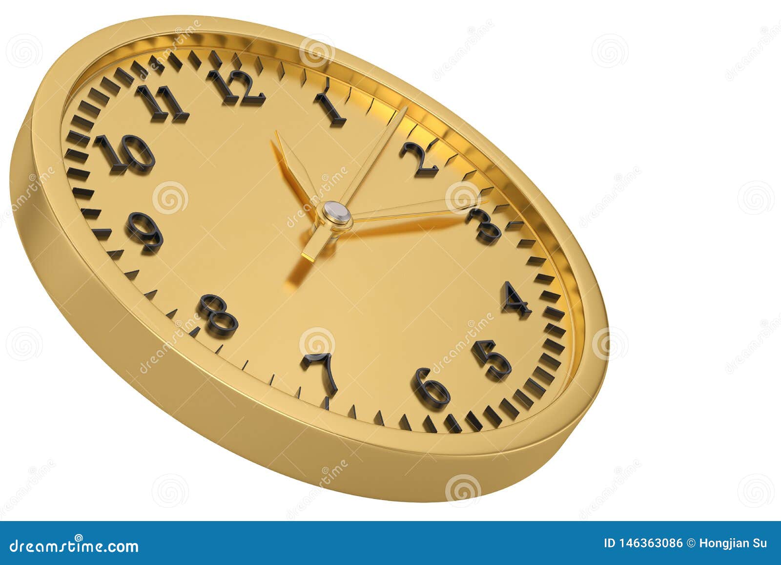 Gold Clock Isolated on White Background. 3D Illustration Stock ...