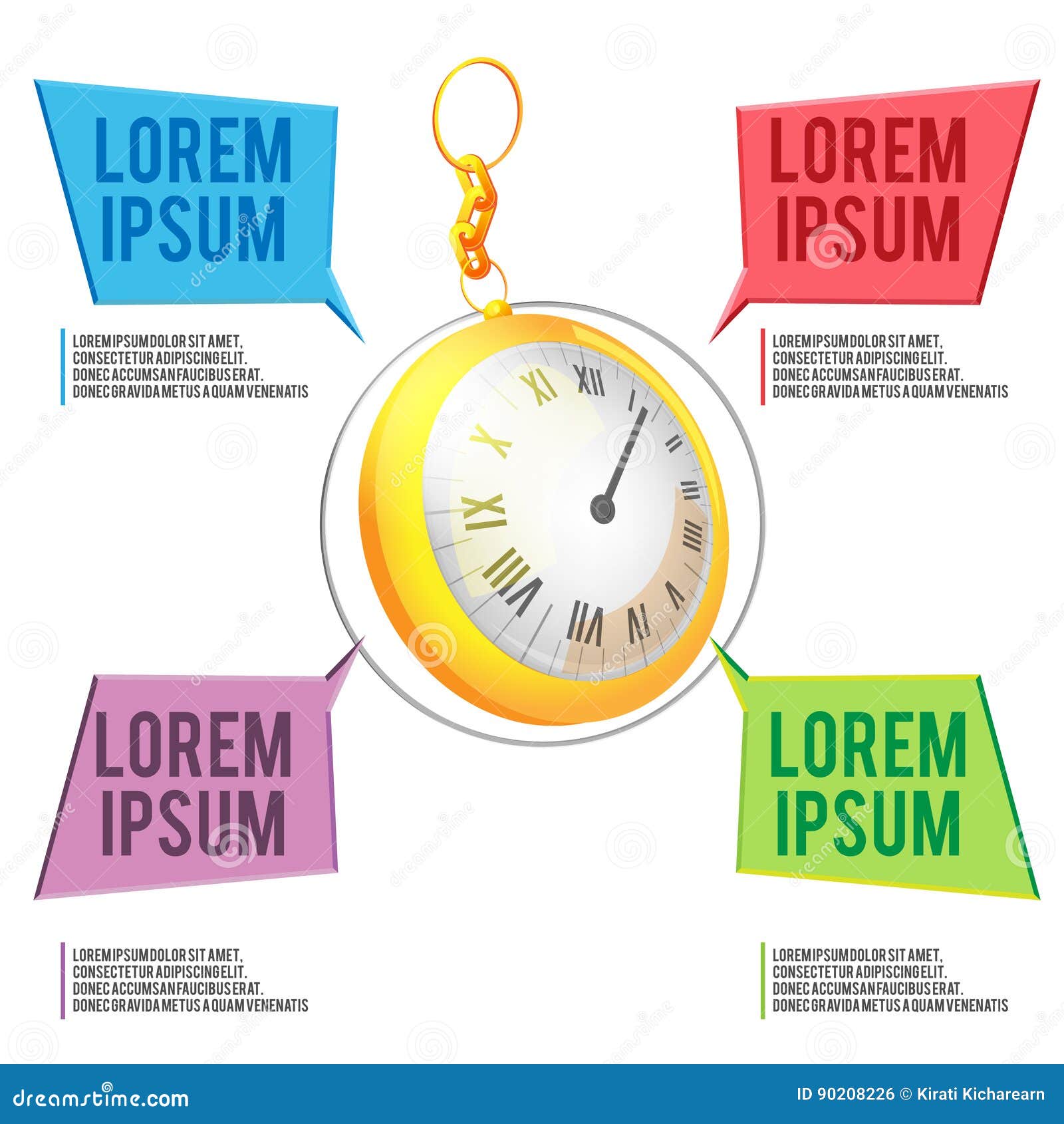 Gold Clock Time Template Background Stock Illustration - Illustration ...