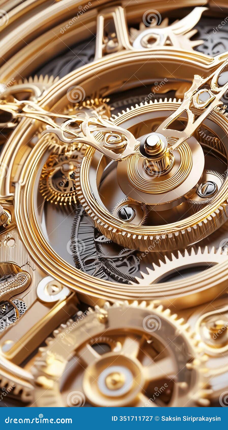 Gold Clockwork, Inner Workings Stock Illustration - Illustration of ...