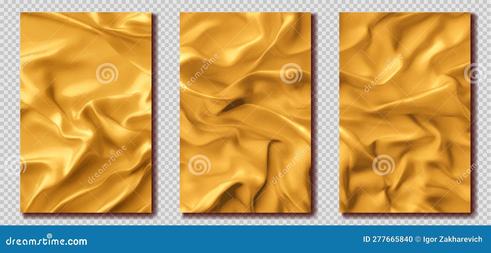 Gold Cloth. 3d Realistic Textures, Vector Set. Isolated on Transparent ...