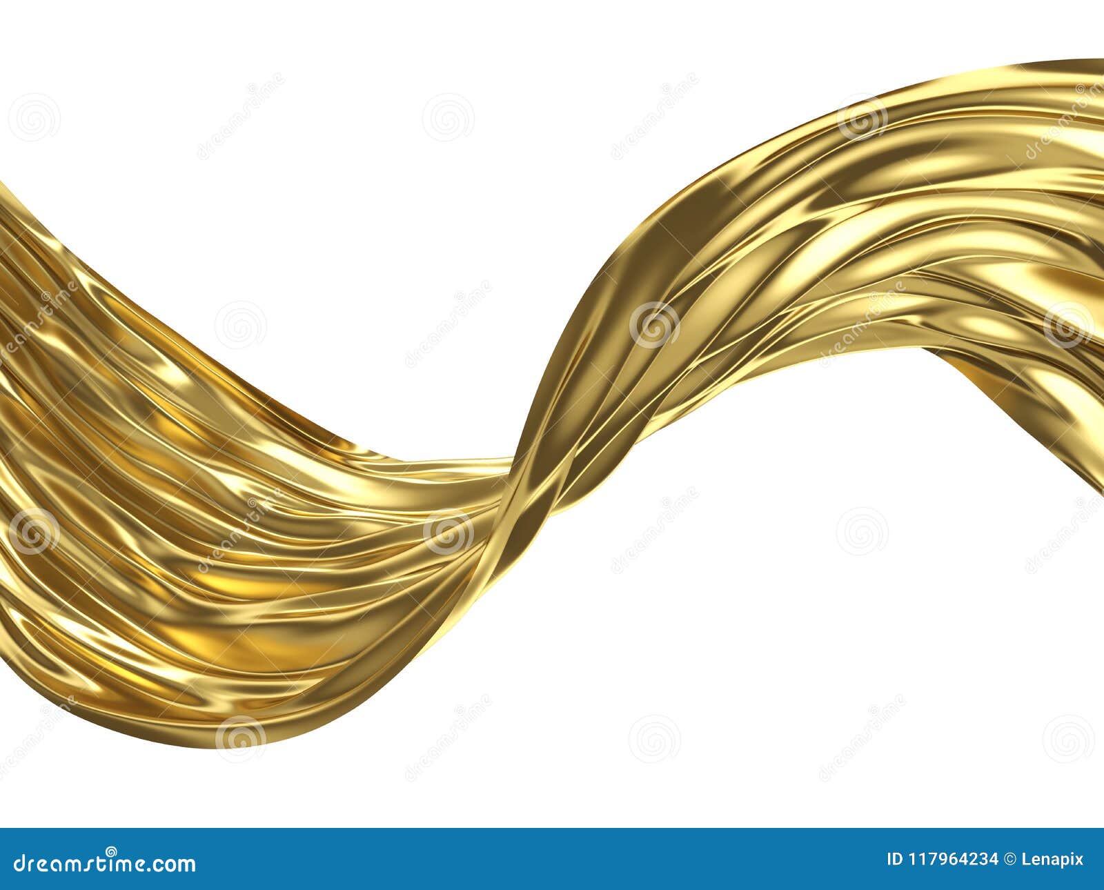 Gold Cloth Wave on White Background Stock Illustration - Illustration ...