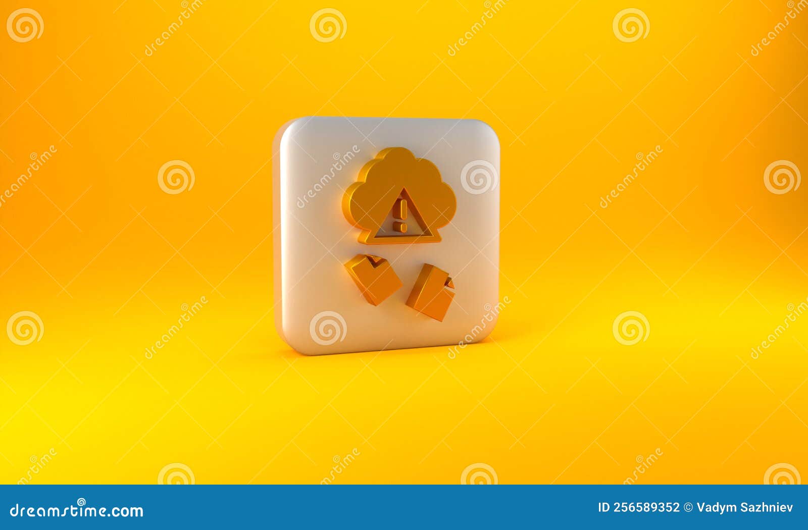 Gold Cloud Hacking Icon Isolated on Yellow Background. Cloud Leak ...