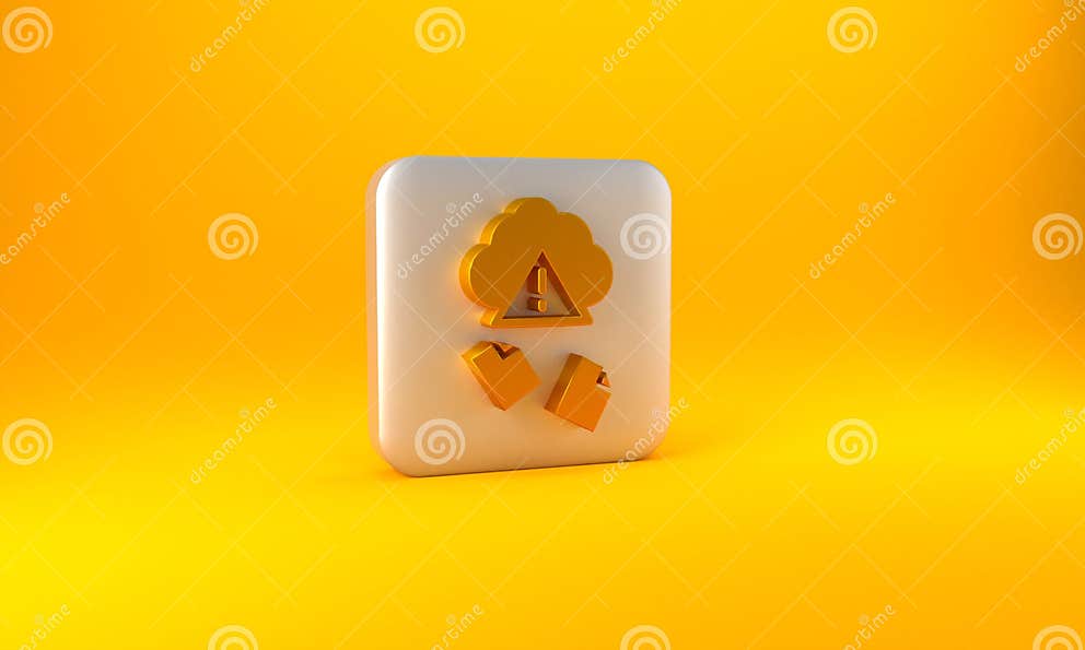 Gold Cloud Hacking Icon Isolated on Yellow Background. Cloud Leak ...