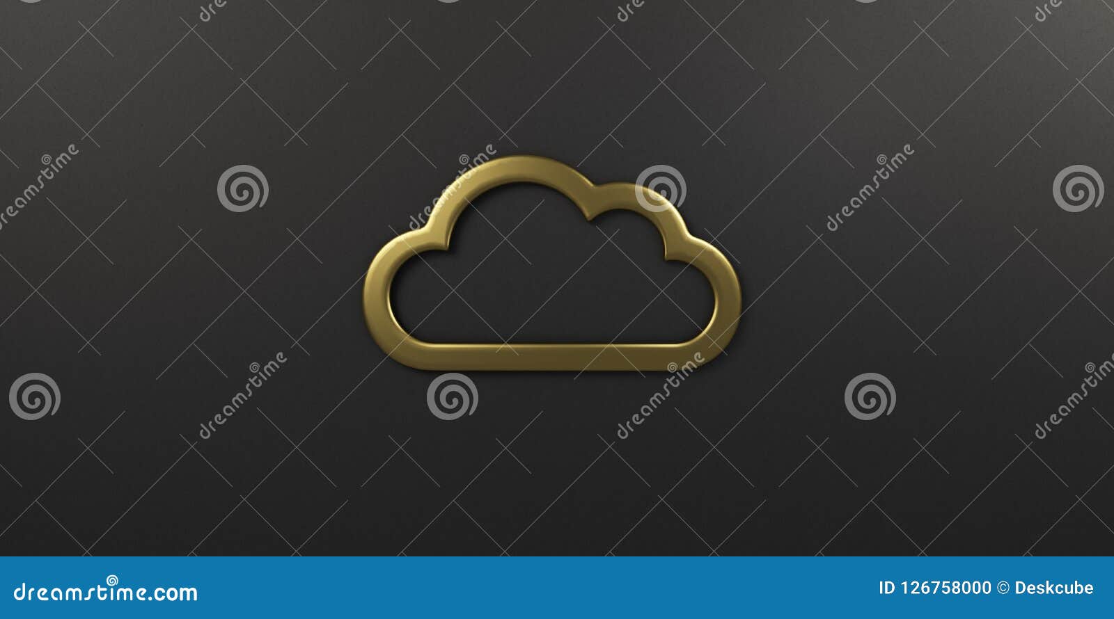 Gold Cloud Logo. on Black Background 3D Rendering Illustration Stock ...