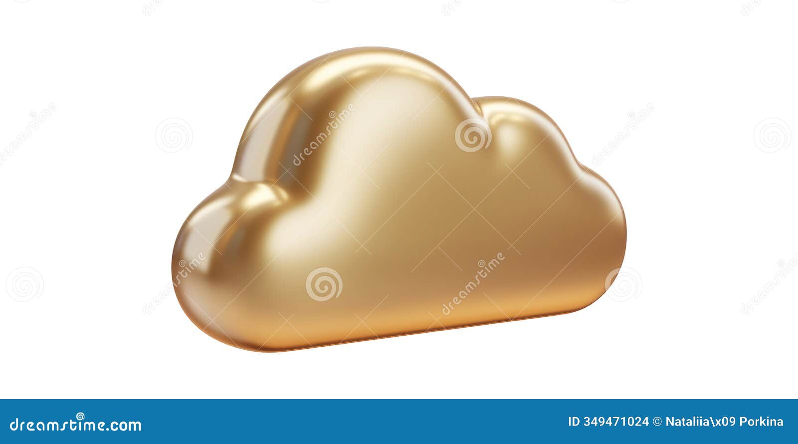 Gold Cloud Symbol with Smooth Finish Isolated on Transparent Background ...