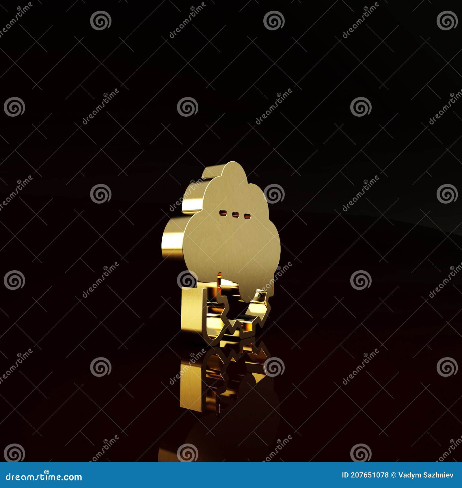 Gold Cloud Technology Data Transfer and Storage Icon Isolated on Brown ...