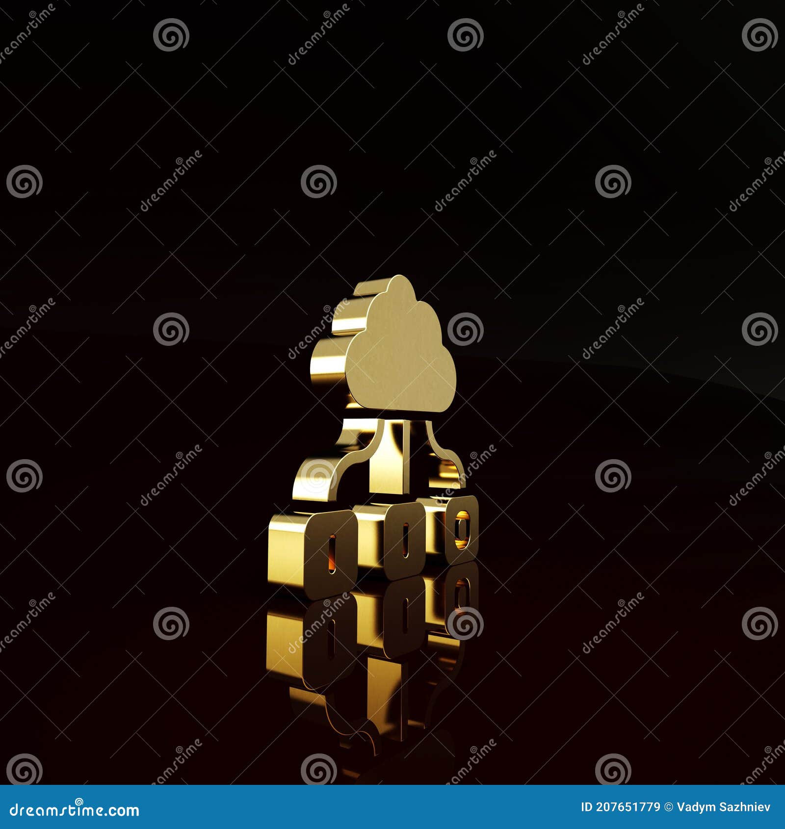 Gold Cloud Technology Data Transfer and Storage Icon Isolated on Brown ...
