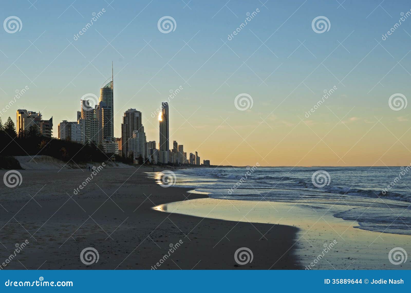 Gold Coast sunset stock photo. Image of structure, sunrise - 35889644