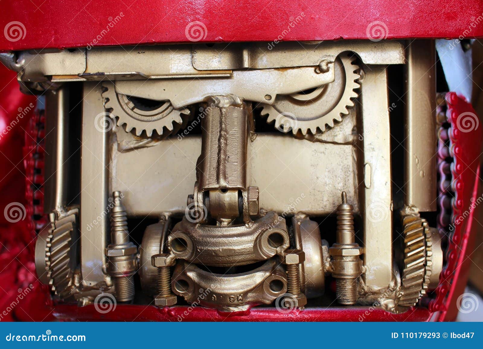 Gold Cogs and Metal Industrial Components Stock Image - Image of ...