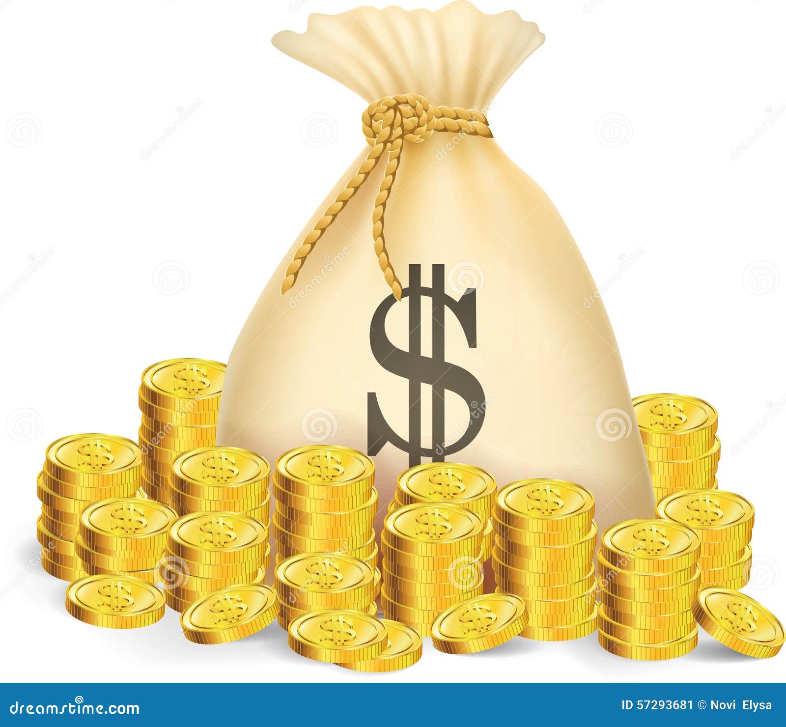 Gold Coin with Bag of Money Stock Vector - Illustration of precious ...