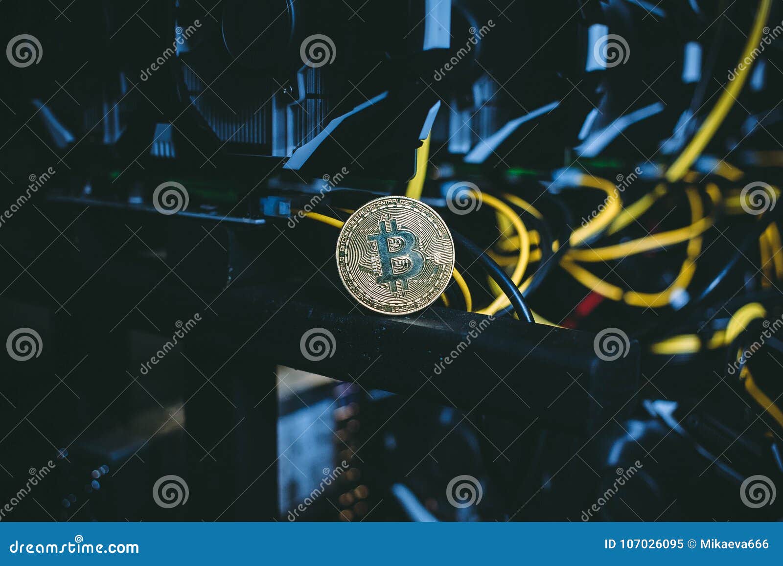 Coin Bitcoin on the System Unit Stock Image - Image of cryptocurrency ...