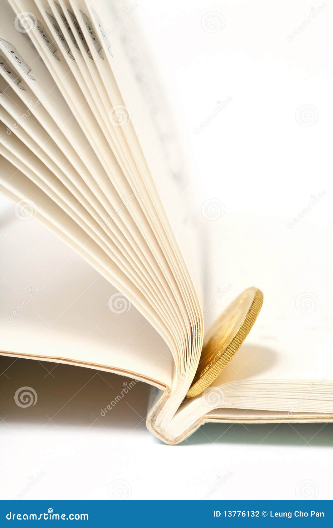 Gold coin in book stock photo. Image of pages, abstract - 13776132