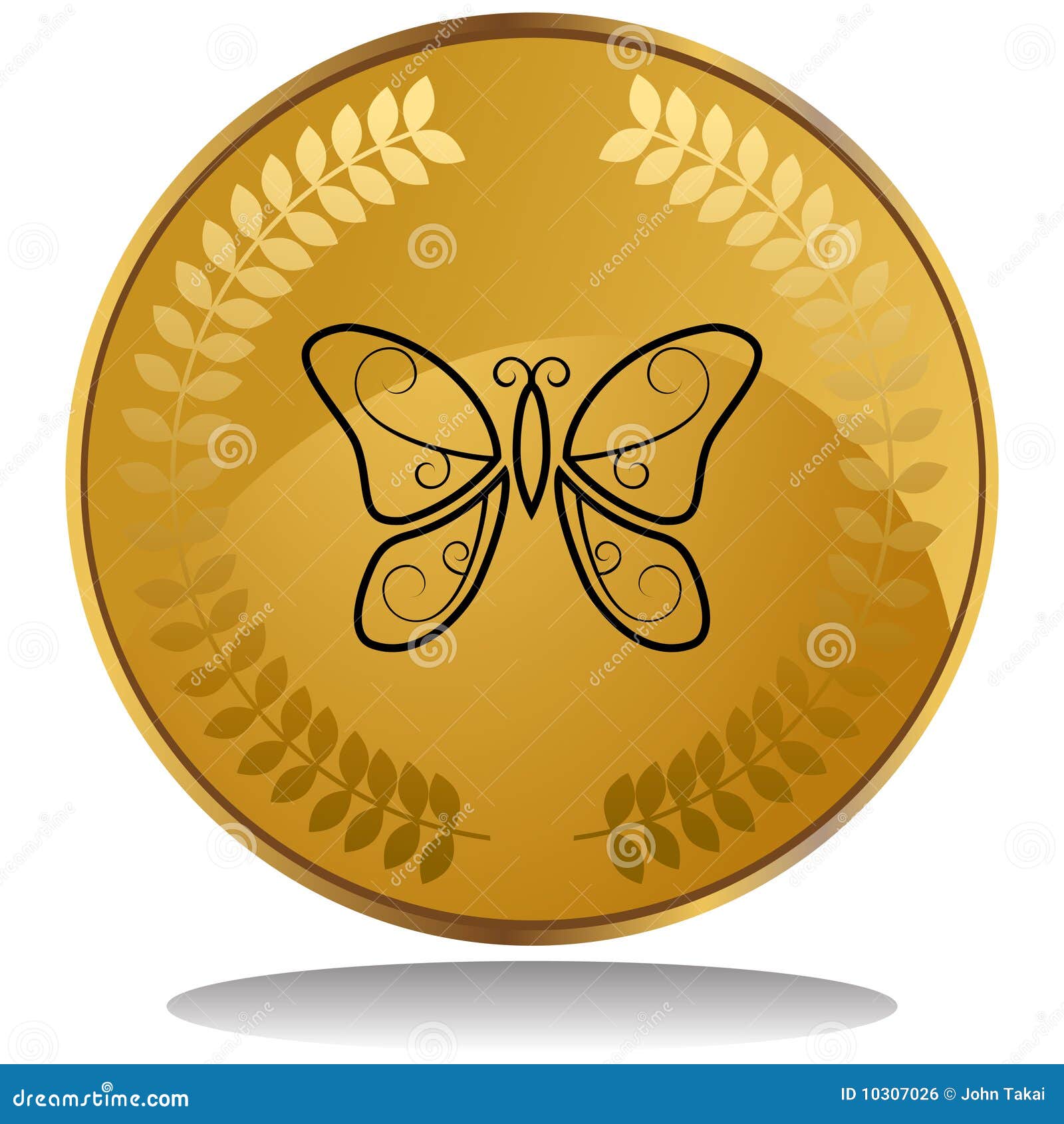 Gold Coin - Butterfly stock vector. Illustration of coin - 10307026