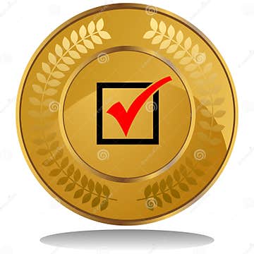 Gold Coin - Check Mark stock vector. Illustration of certificate - 9843822