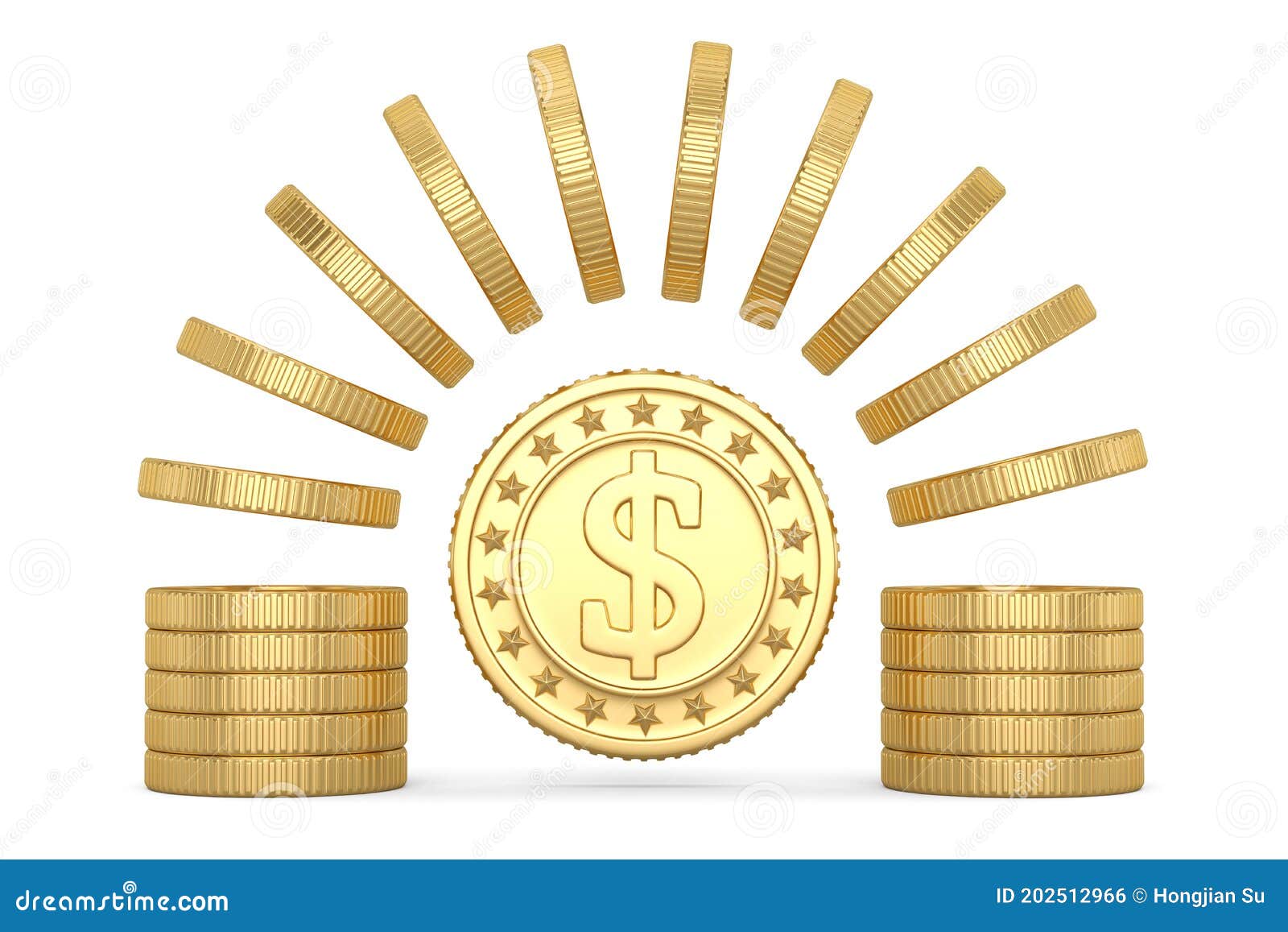 Gold Coin Circle Isolated on White Background. 3D Illustration Stock ...