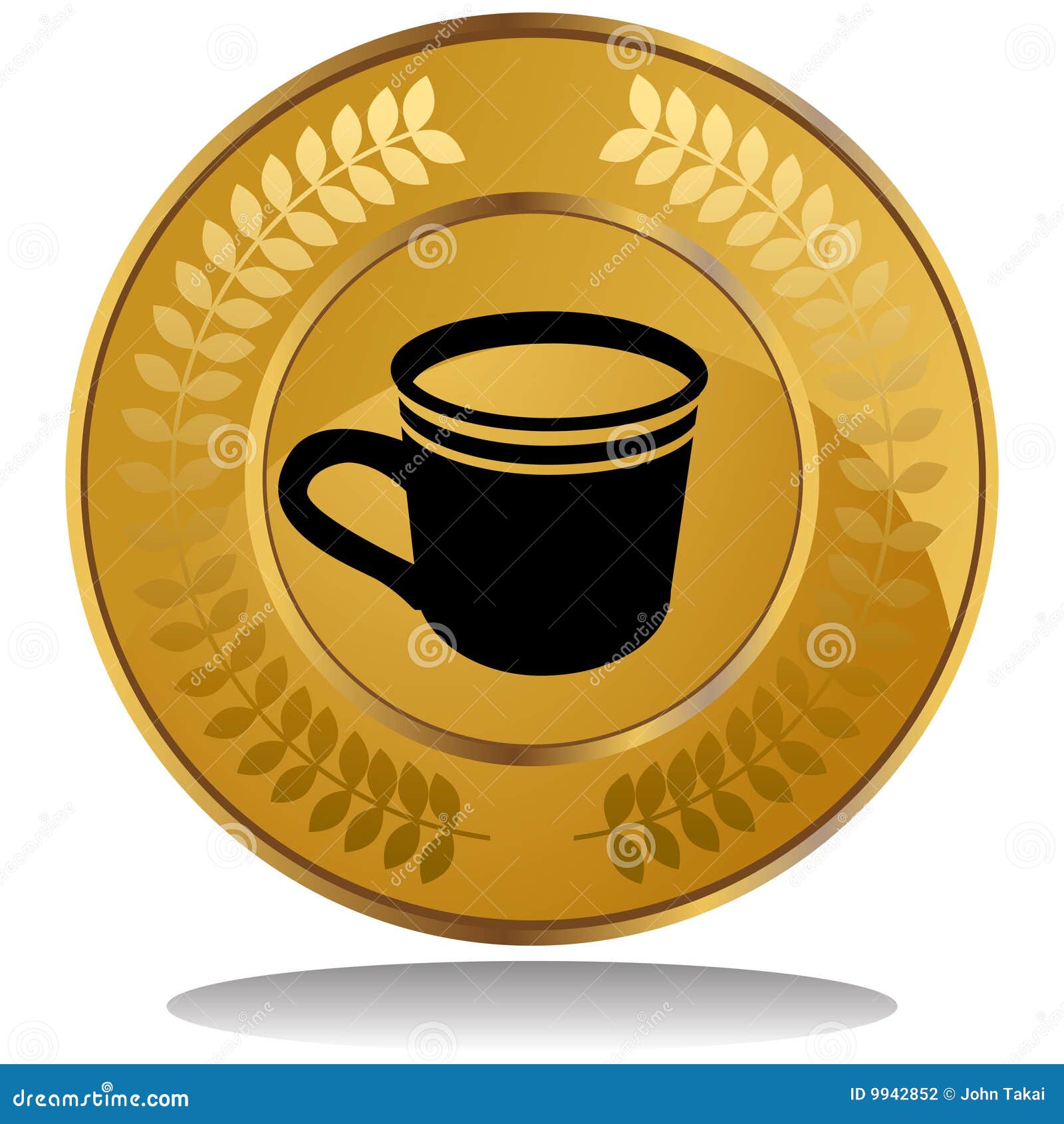 Gold Coin - Coffee Cup stock vector. Illustration of drink - 9942852