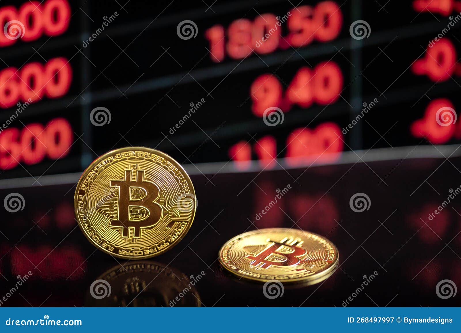 Gold Coin Cryptocurrency at Computer Trading Chart Background Editorial ...