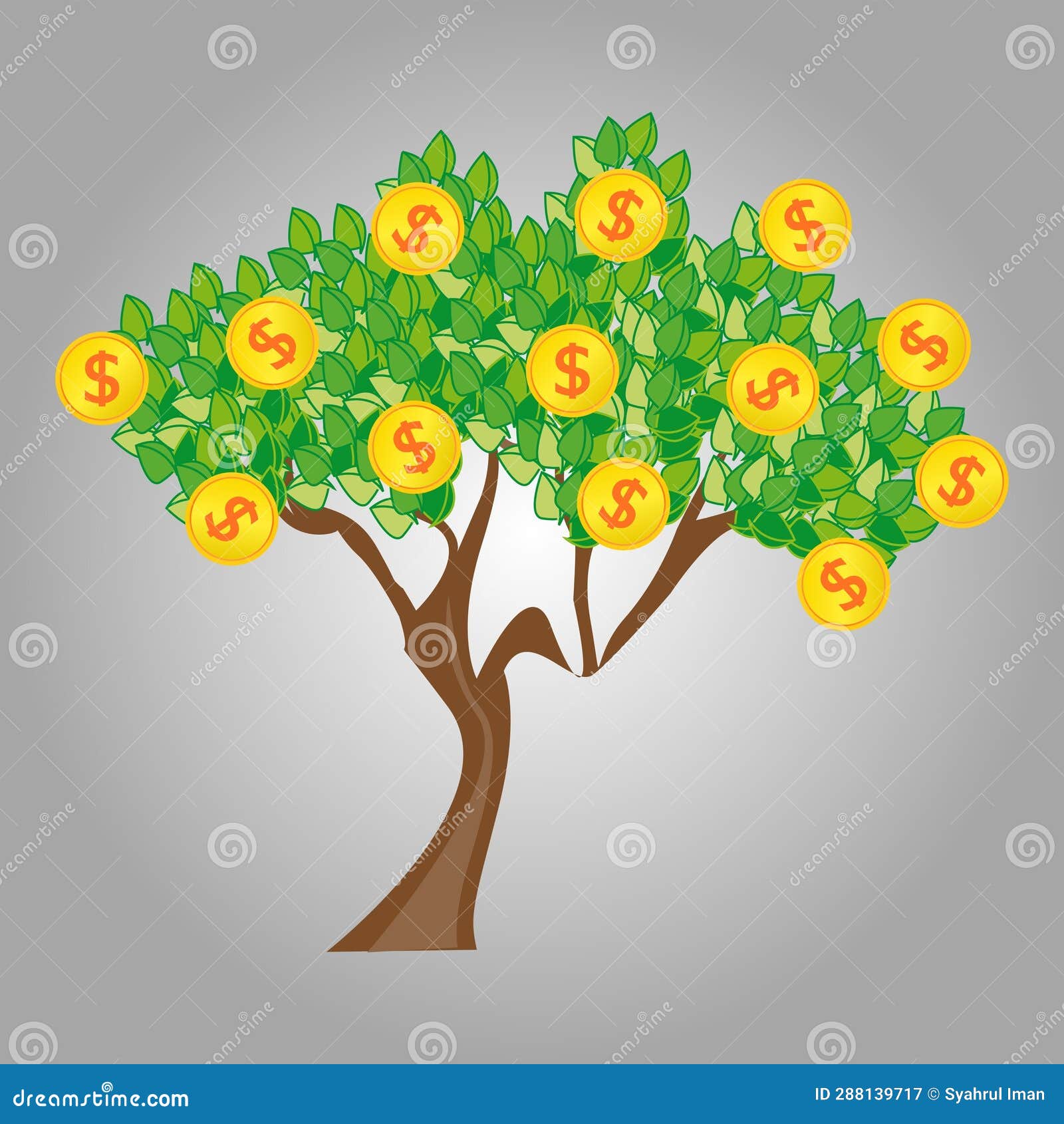 Gold Coin Dollar Money Tree Illustration Stock Illustration ...