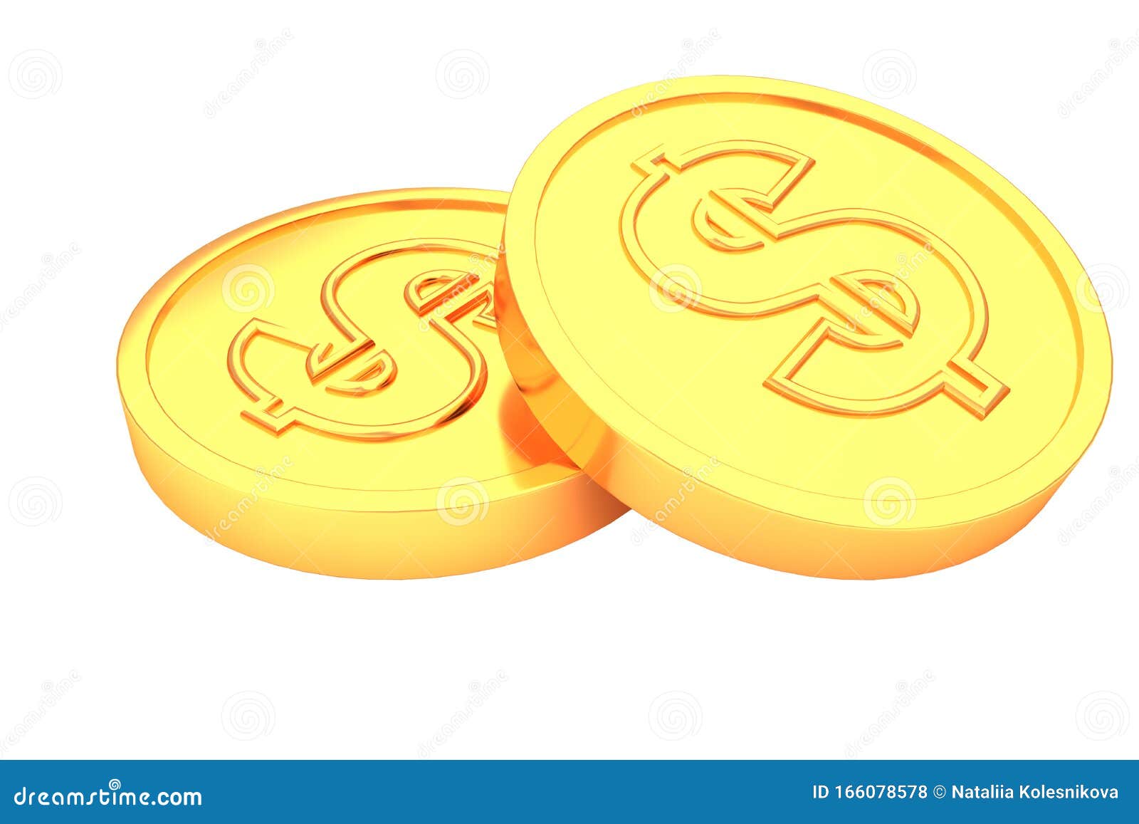 Gold Coin with Dollar Sign. 3d Rendering. Stock Illustration ...