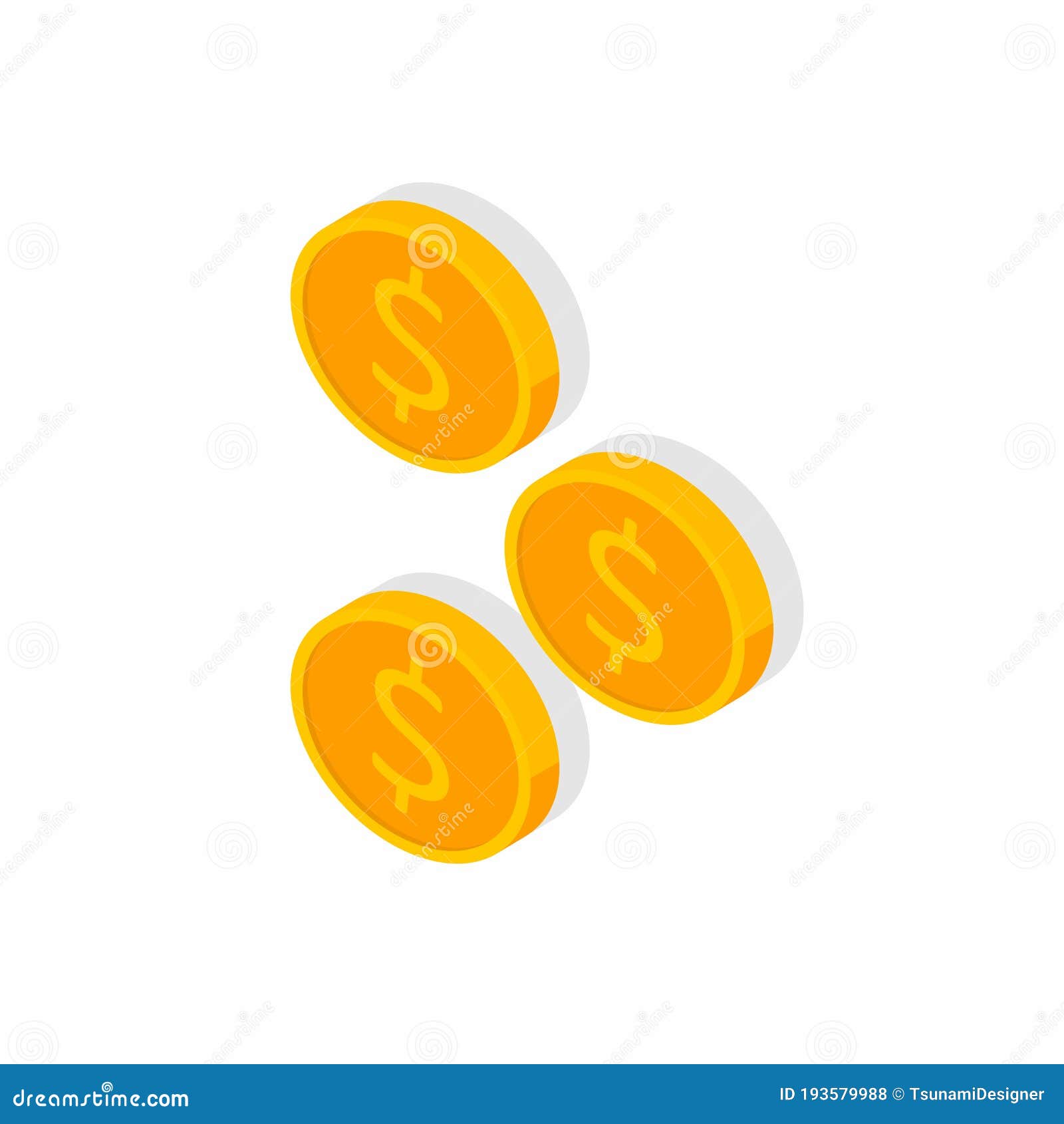 Gold Coin Falling Left View Shadow Icon Vector Isometric Stock Vector ...
