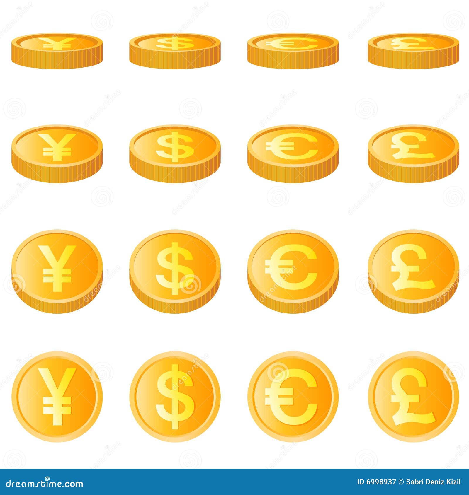 Gold Coin, Four Monetary Unit Vector Stock Vector - Illustration of ...