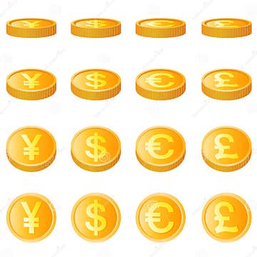 Gold Coin, Four Monetary Unit Vector Stock Vector - Illustration of ...