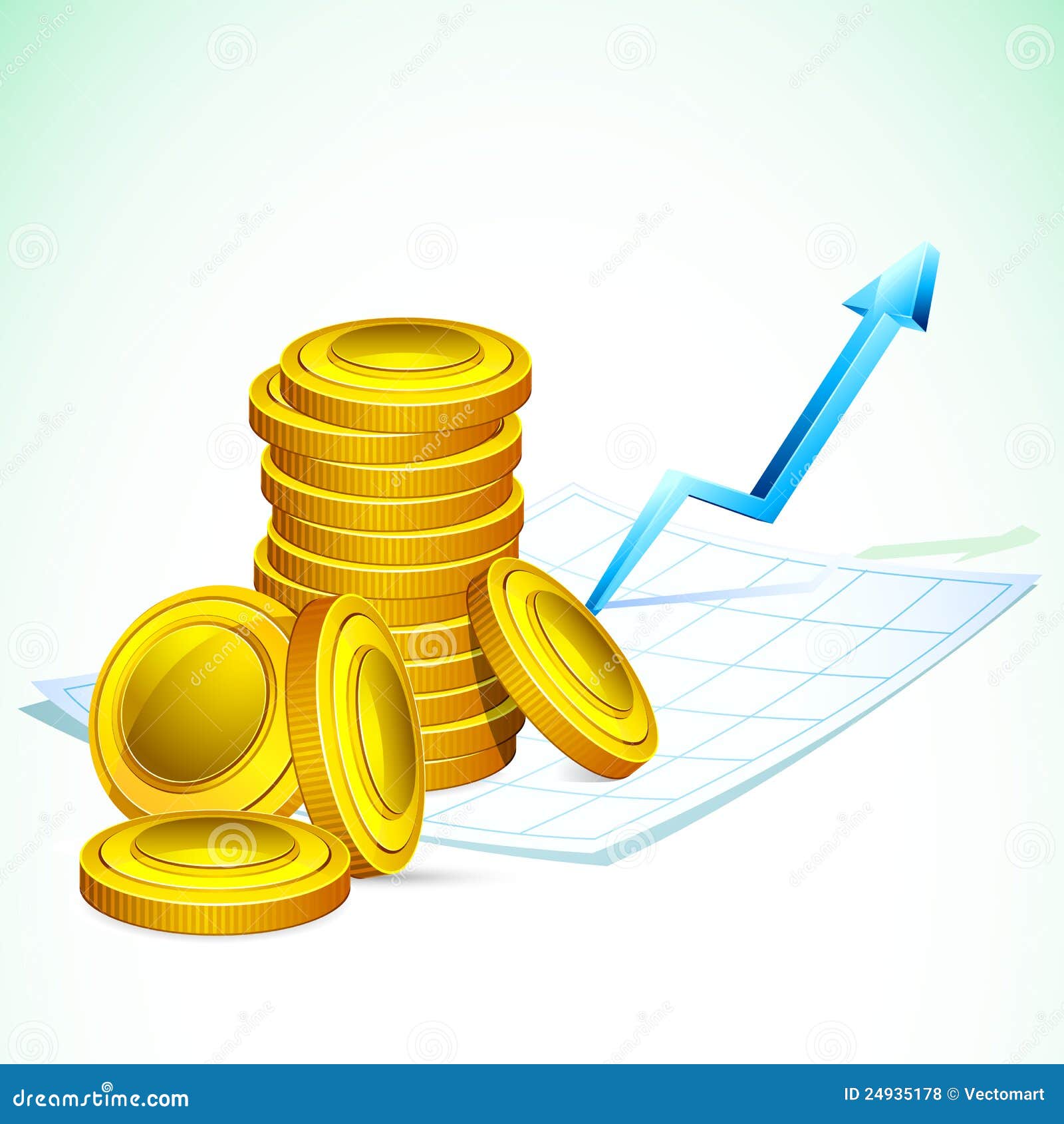 Gold Coin on Graph Paper stock vector. Illustration of chart - 24935178
