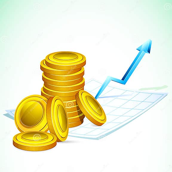 Gold Coin on Graph Paper stock vector. Illustration of chart - 24935178