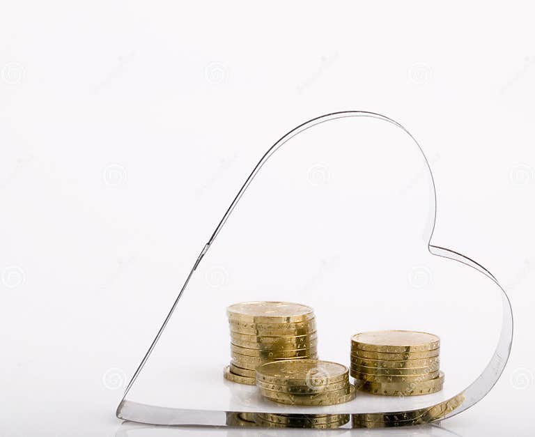 Gold coin in the heart stock image. Image of column, finance - 3286991
